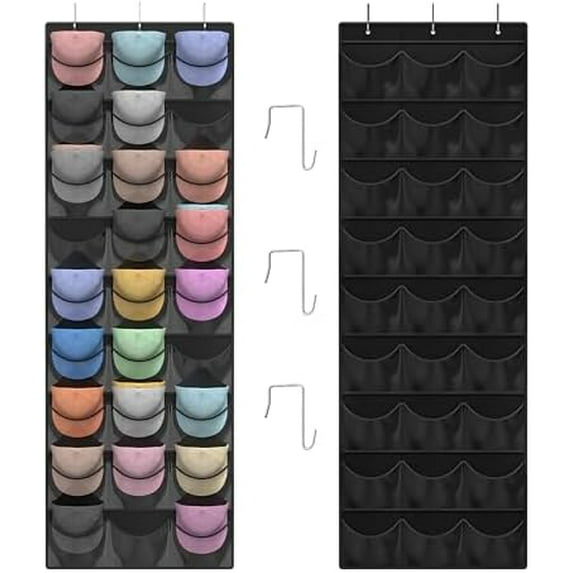 Hat Organizer Racks for Baseball Caps, 27 Deeper Pockets Baseball Hat ...