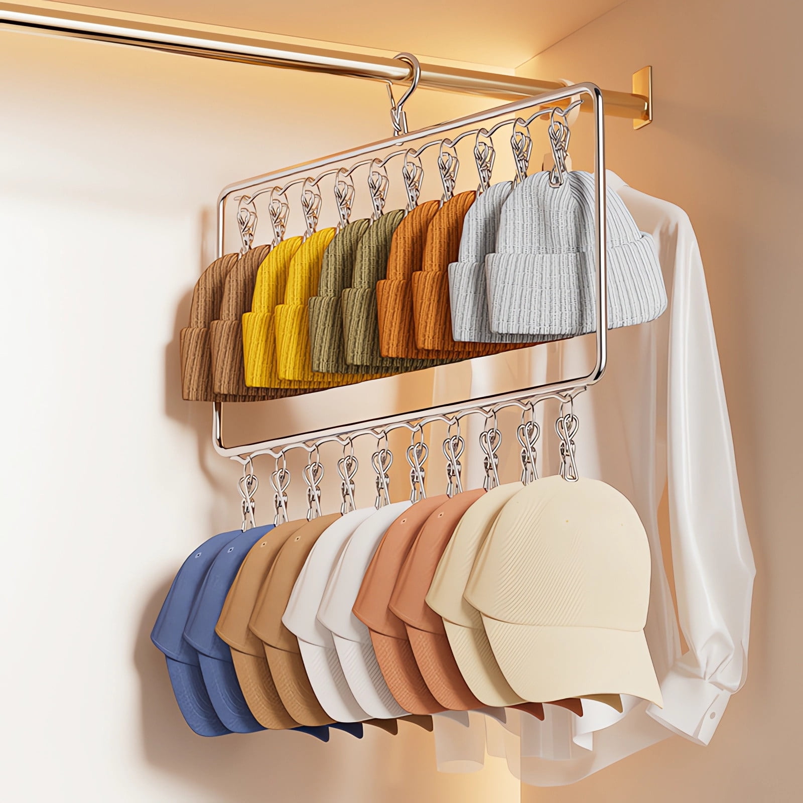 Hat Organizer Stainless Steel Hat Hangers for Closet (Include 15 Heavy ...