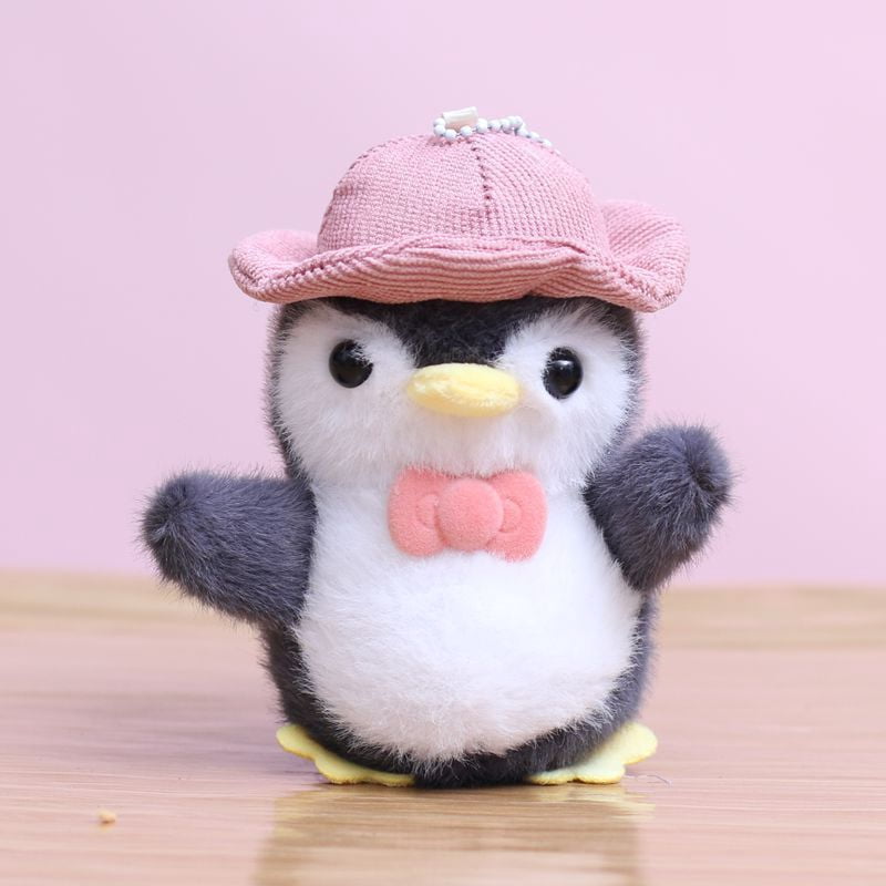 Hat Penguin Plush Keychain, Cute Fluffy Mini Penguin Bag Charm Pendant ...