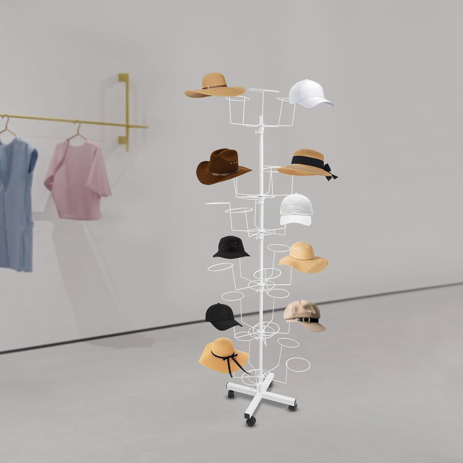 Hat Rack,6 Tier 30 Hooks Floor-Standing Hat Cap Rack, Rotatable, Large ...