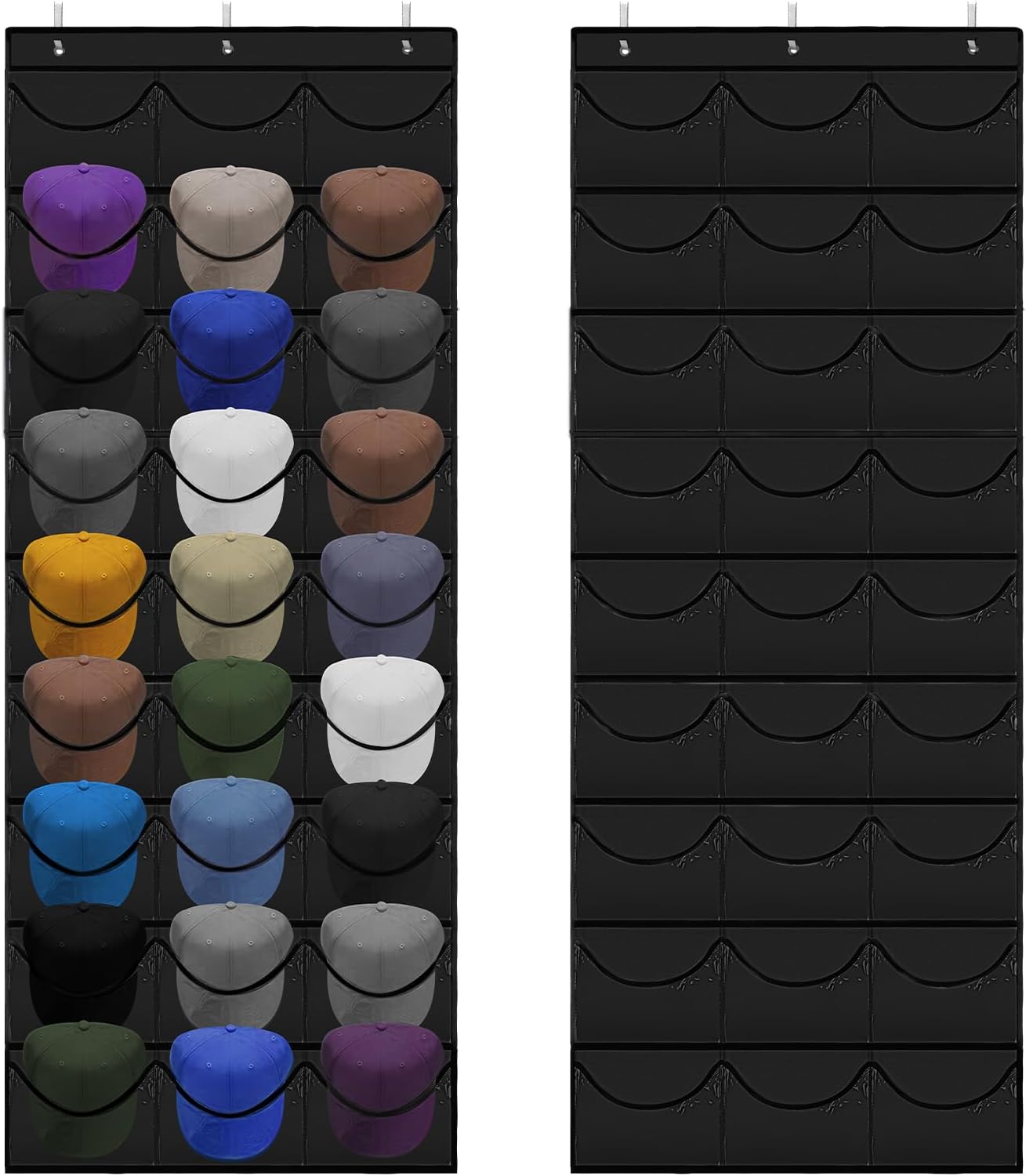 Hat Rack for Baseball Caps, 24 Pocket Over the Door Hat Organizer with ...