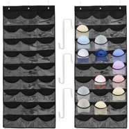 Baseball Hat Rack Over-The-Door Cap Organizer with 24 Clear Pockets & 2 ...