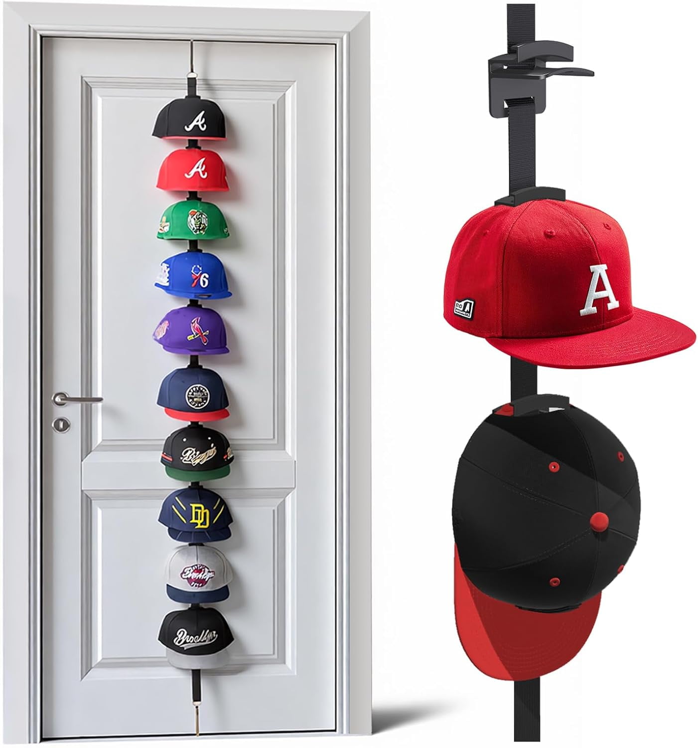Hat Rack for Door - Two-Way Hanging Caps with Display Hooks and Hanger ...