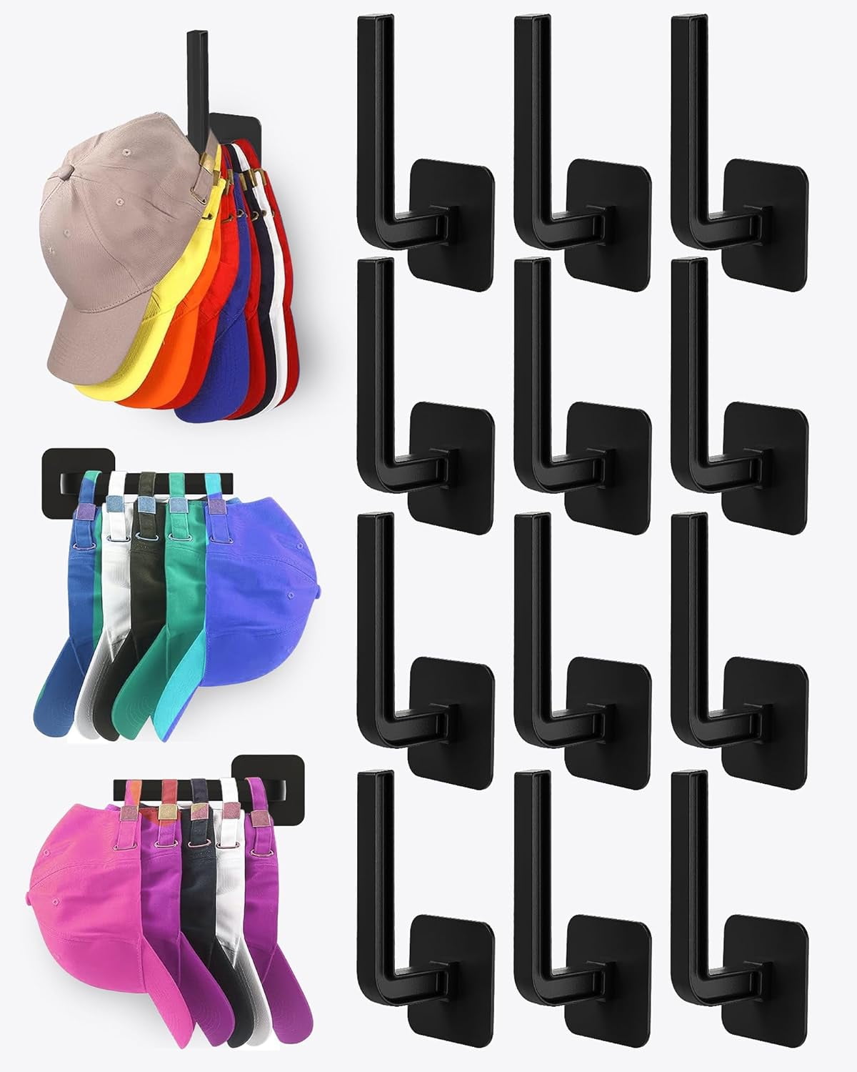 Hat Rack for Hat Storage (4-Pack), Multi-Purpose Hat Organizer, Strong ...