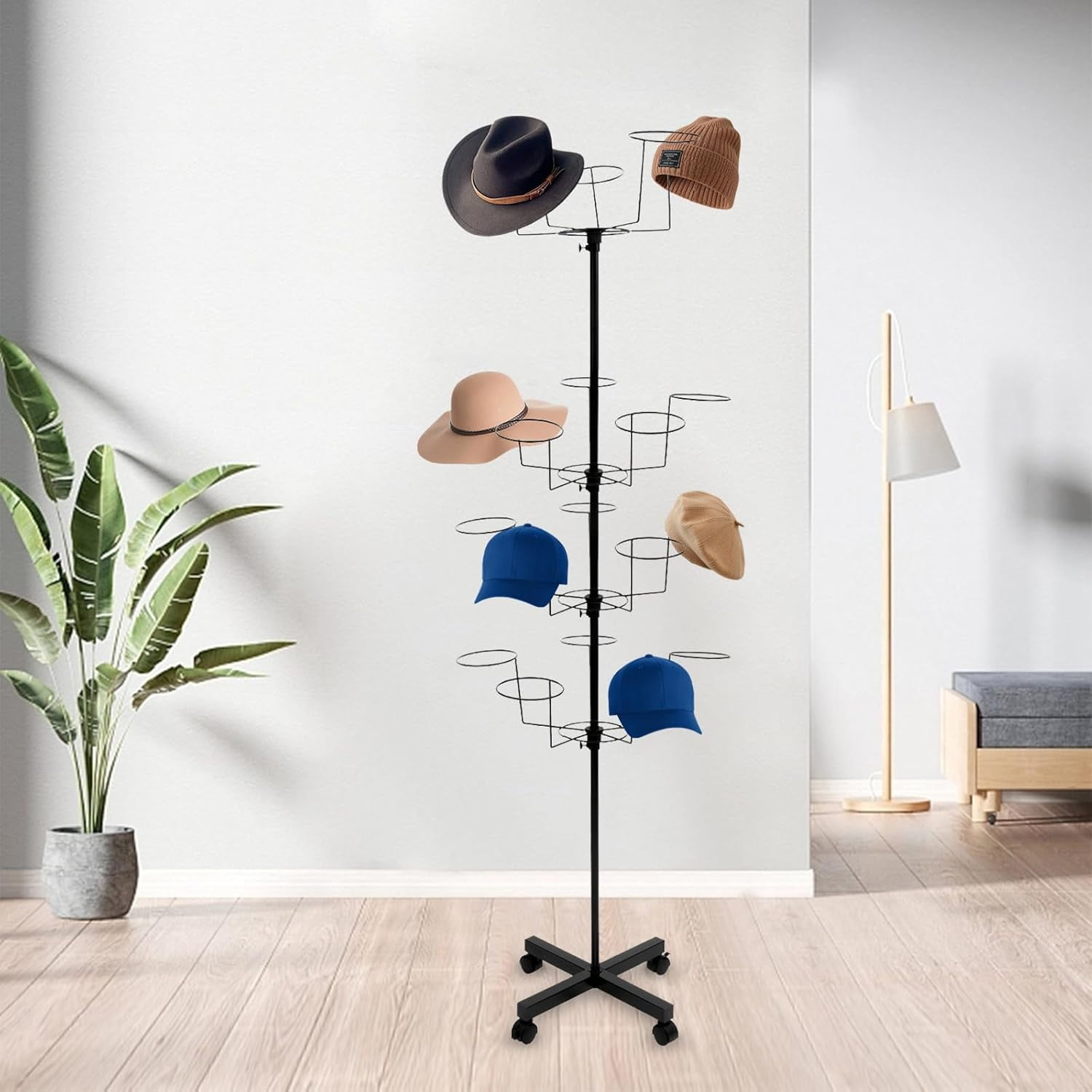 Hat Rack, Rotatable Hats Display Rack with Hat Holders & Universal ...