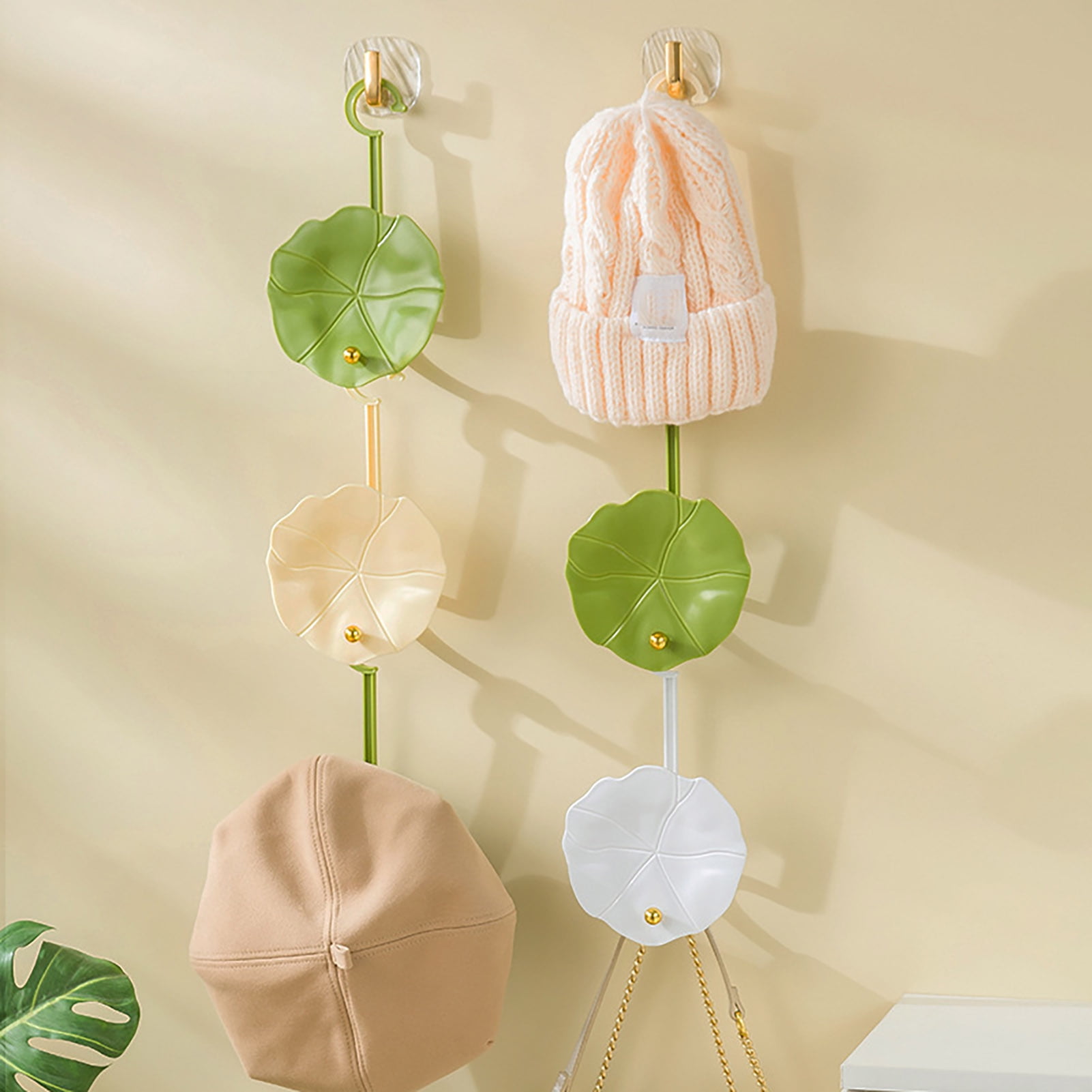Hat Rack Vertical Storage Hanger Lotus Leaf Design Wall Mounted Hooks ...