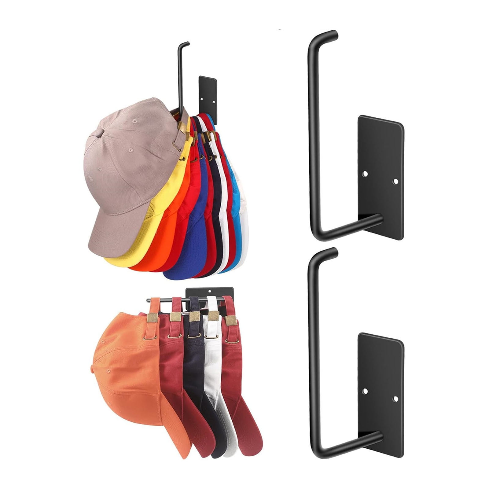 Hat Rack for Wall 2 Pack, Iron Hat Organizer for Baseball Caps, Multi ...