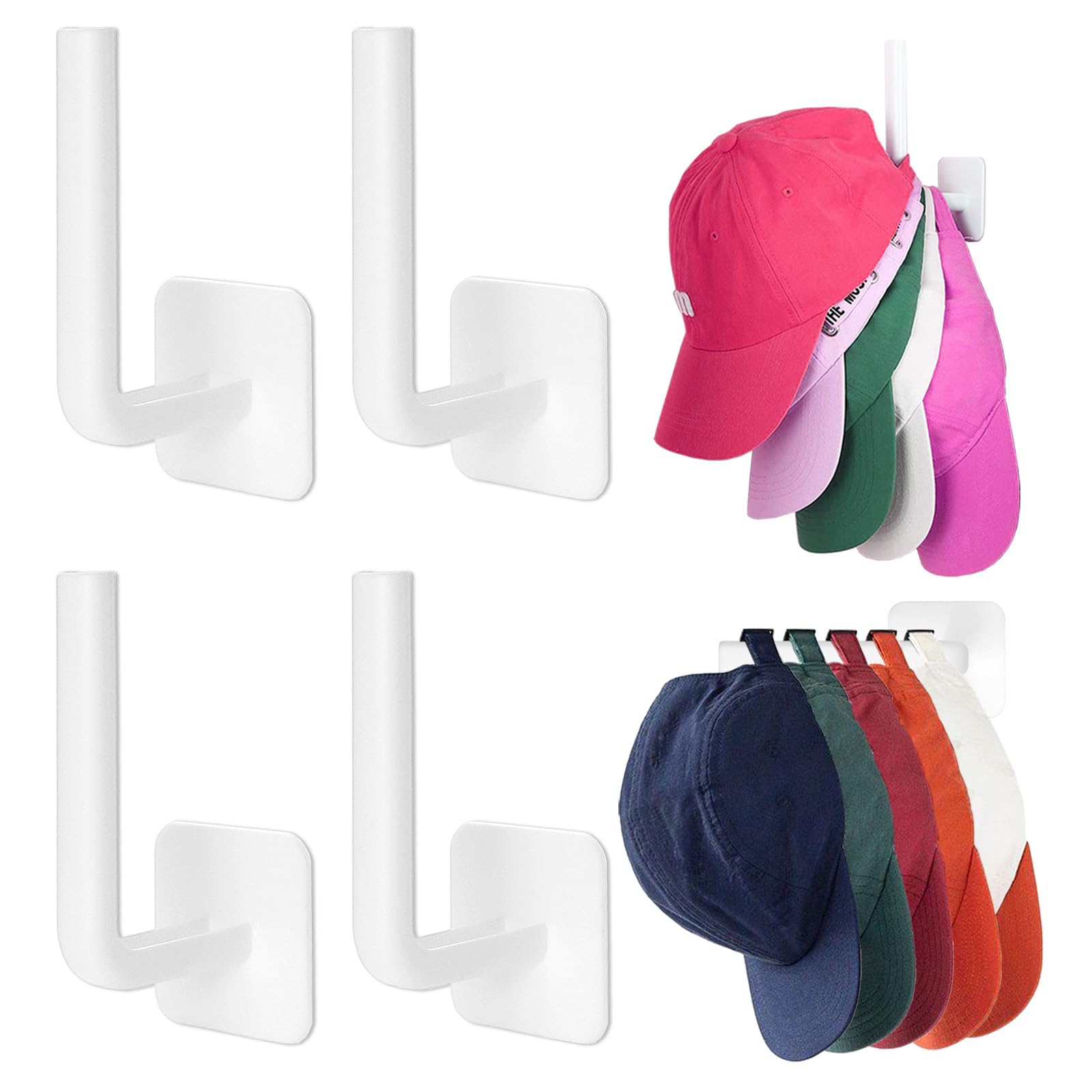 Hat Rack for Wall Hat Organizer, Multi-Purpose Hat Organizer (4-Pack ...