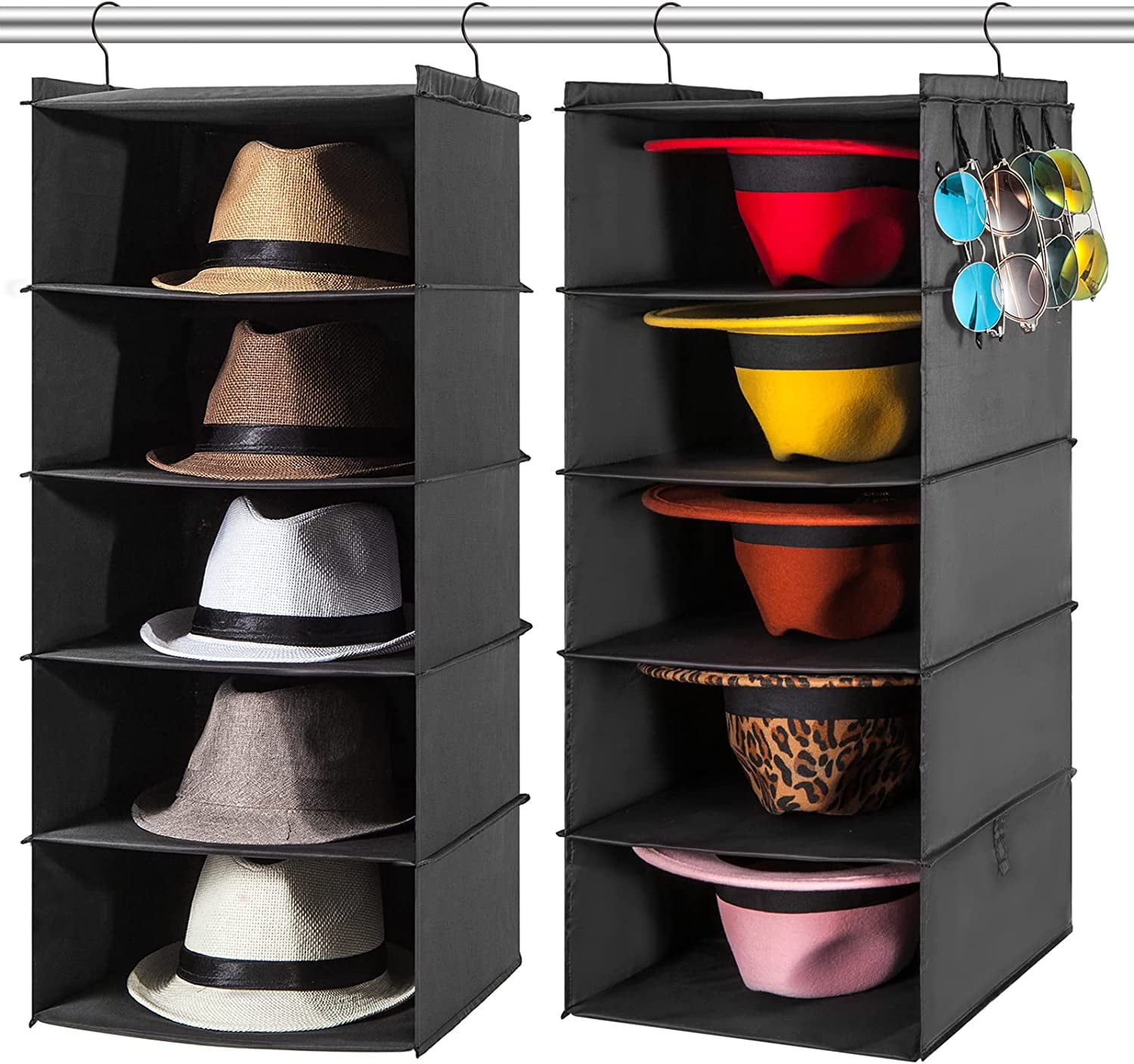 Hat Rack for Closet Hanging Organizer Fedora, 2 Pack 10 Shelves ...