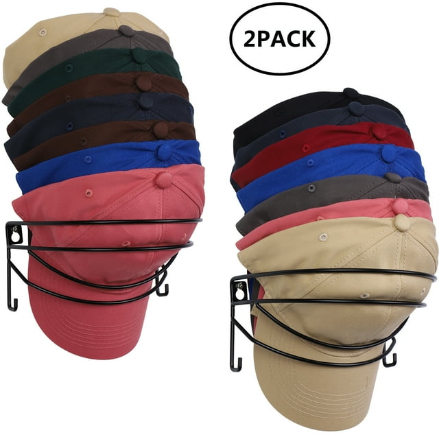 2 Pack Metal Hat Rack for Wall, Door, Closet, Baseball Caps Organizer ...