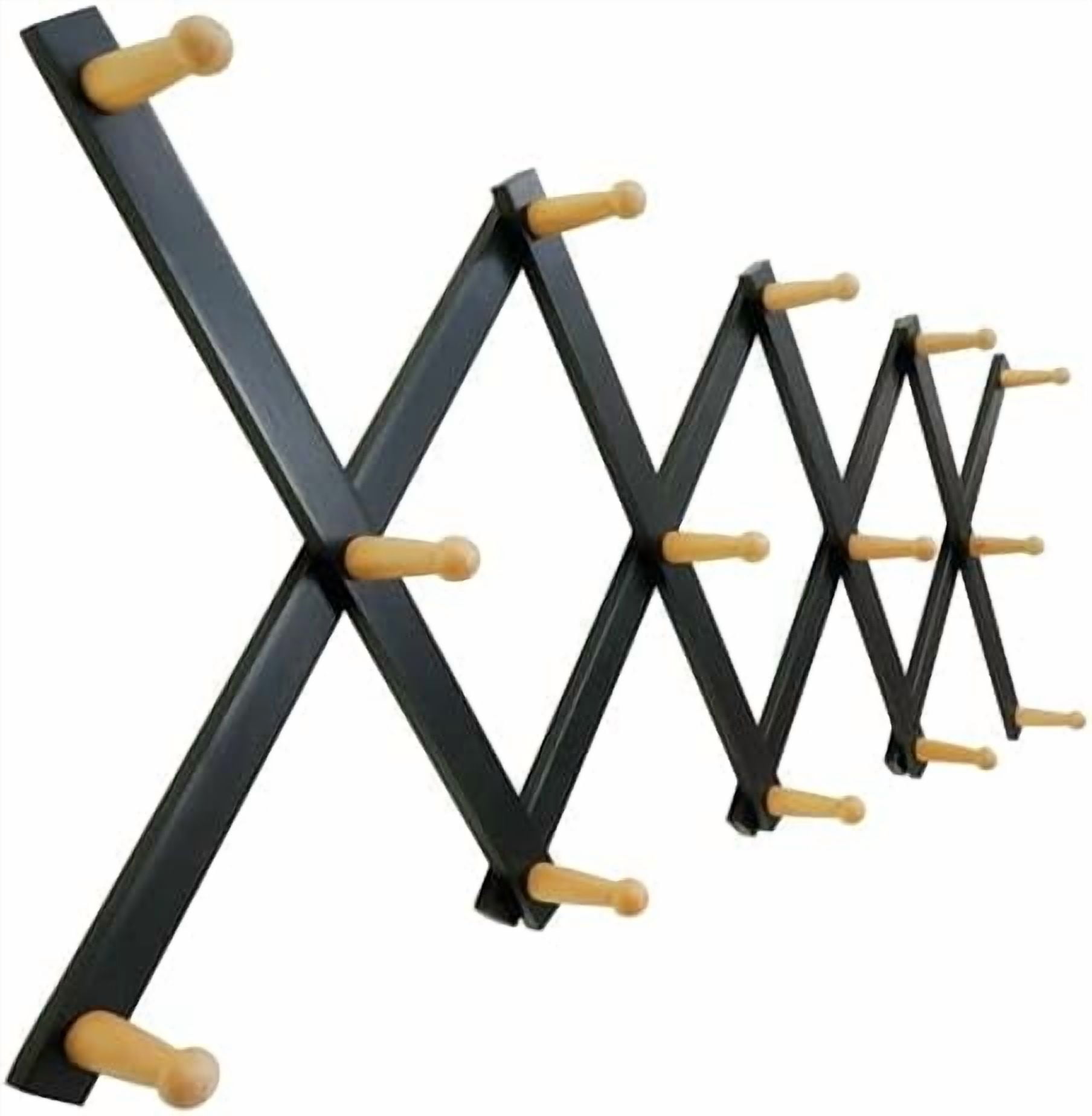 Hat Rack for Wall with 14 Hooks, Solid Wooden, Modern, Expandable Coat ...