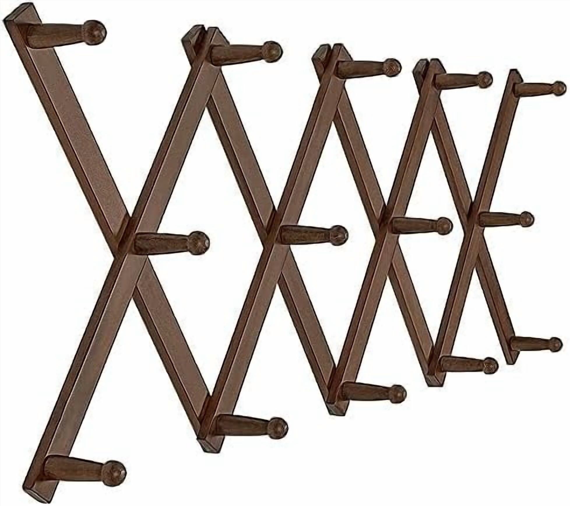 Hat Rack for Wall with 14 Hooks, Solid Wooden, Modern, Expandable Coat ...