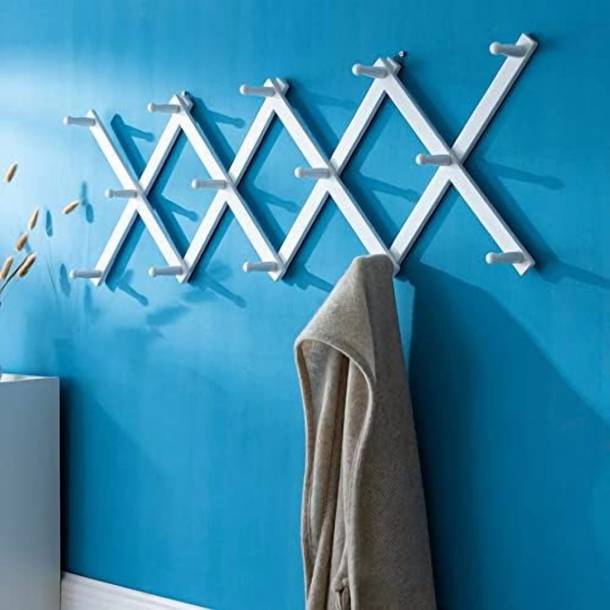 Hat Rack for Wall with 14 Hooks, Solid Wooden, Modern, Expandable Coat ...