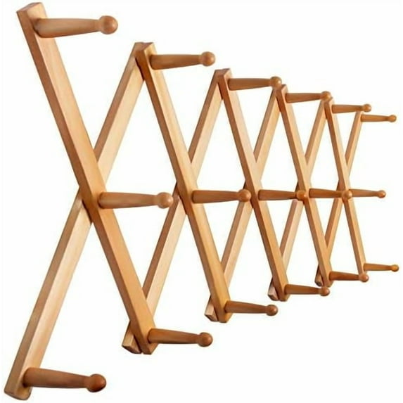 Hat Rack for Wall with 17 Hooks, Solid Wooden, Modern, Expandable Coat ...