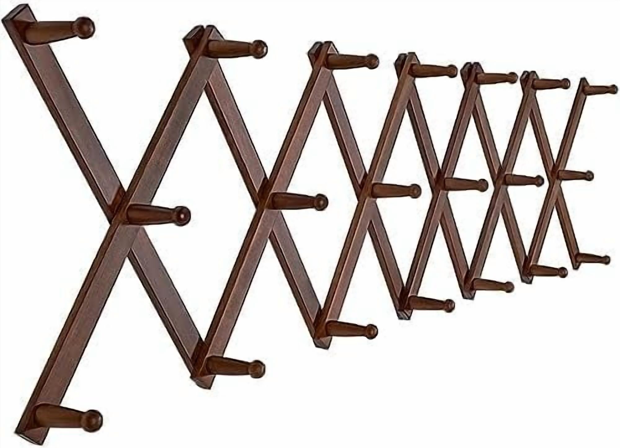 Hat Rack for Wall with 20 Hooks, Solid Wooden, Modern, Expandable Coat ...