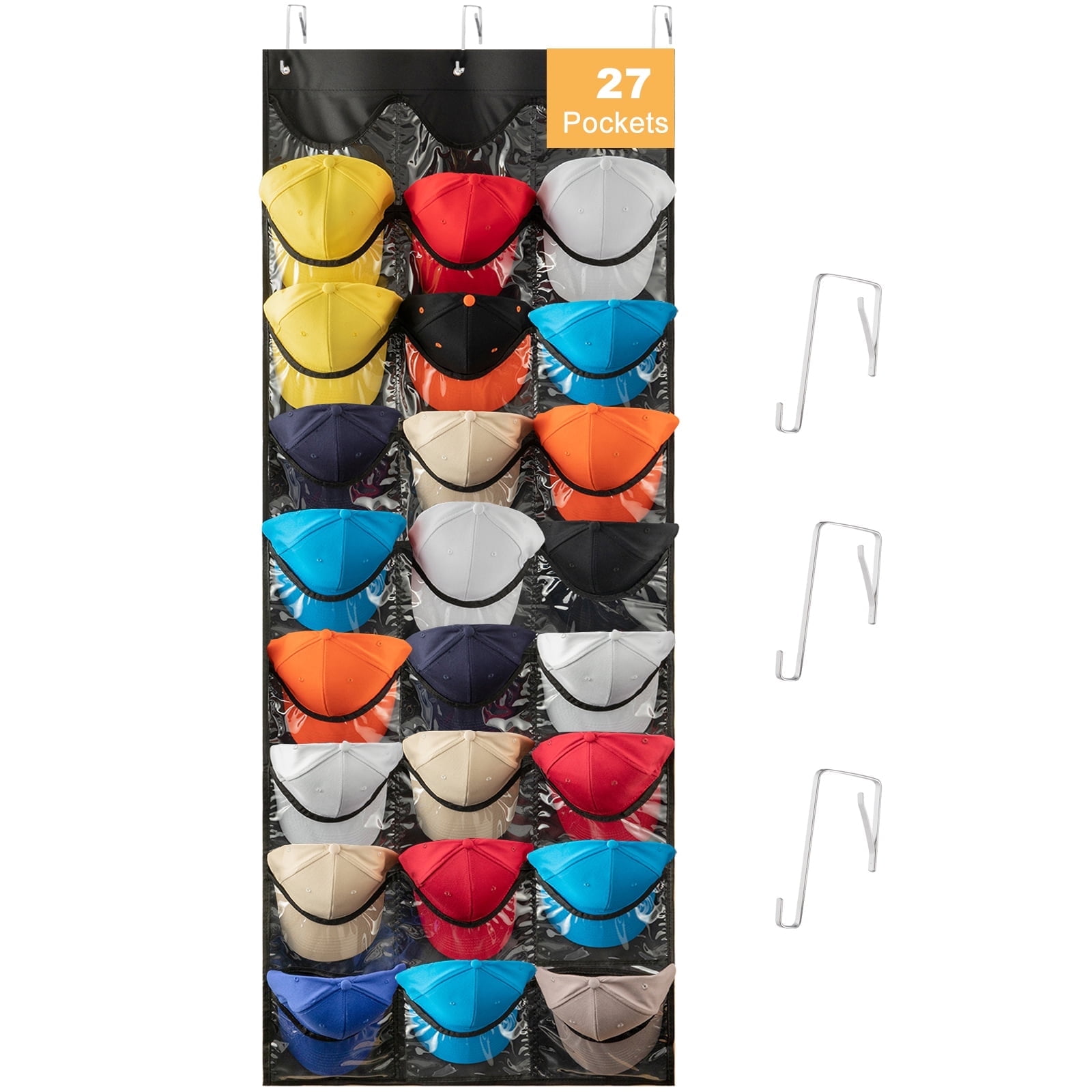 Hat Racks For Baseball Caps, 27 Deep Pockets Hat Organizer for Door ...