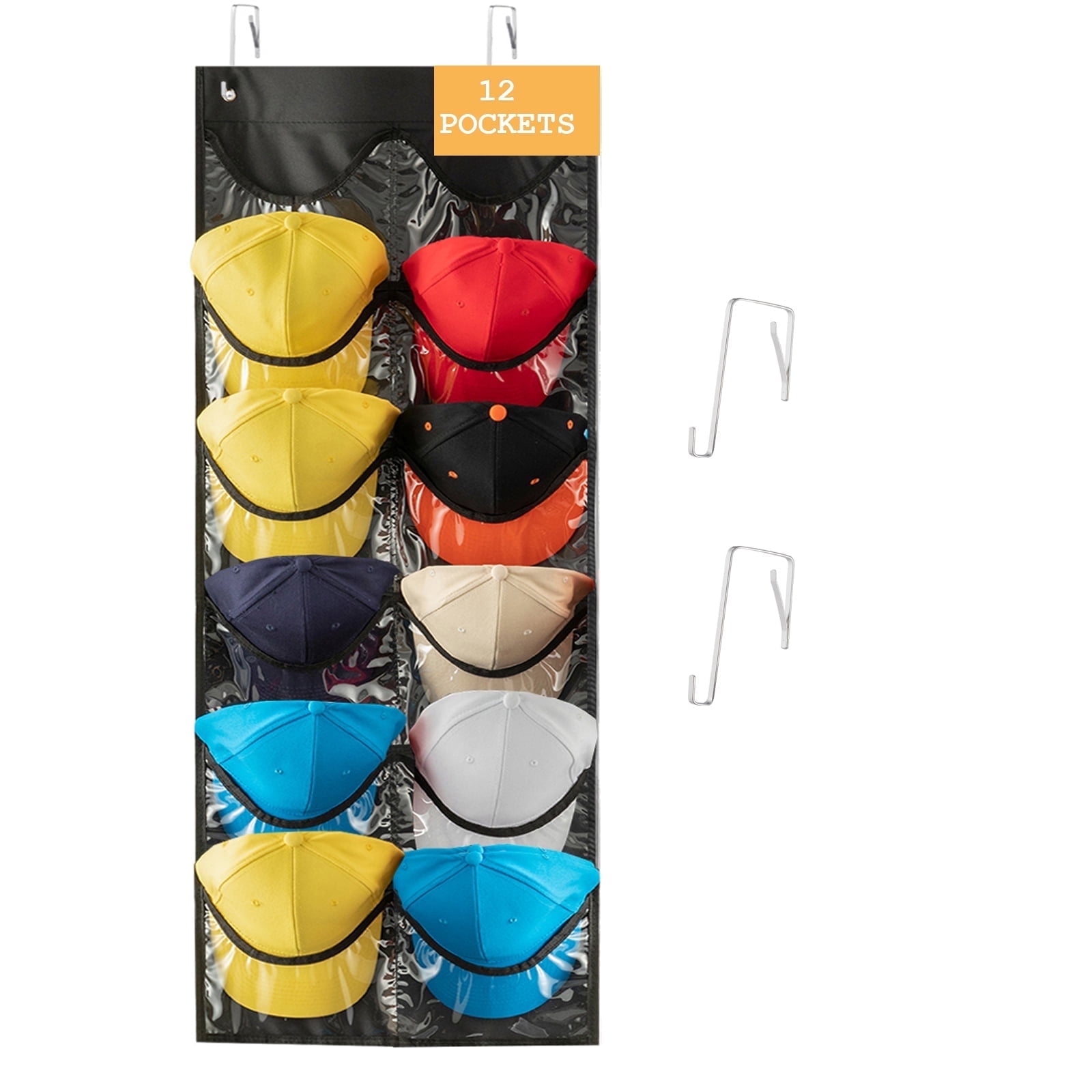 Hat Racks For Baseball Caps, 27 Deep Pockets Hat Organizer for Door ...