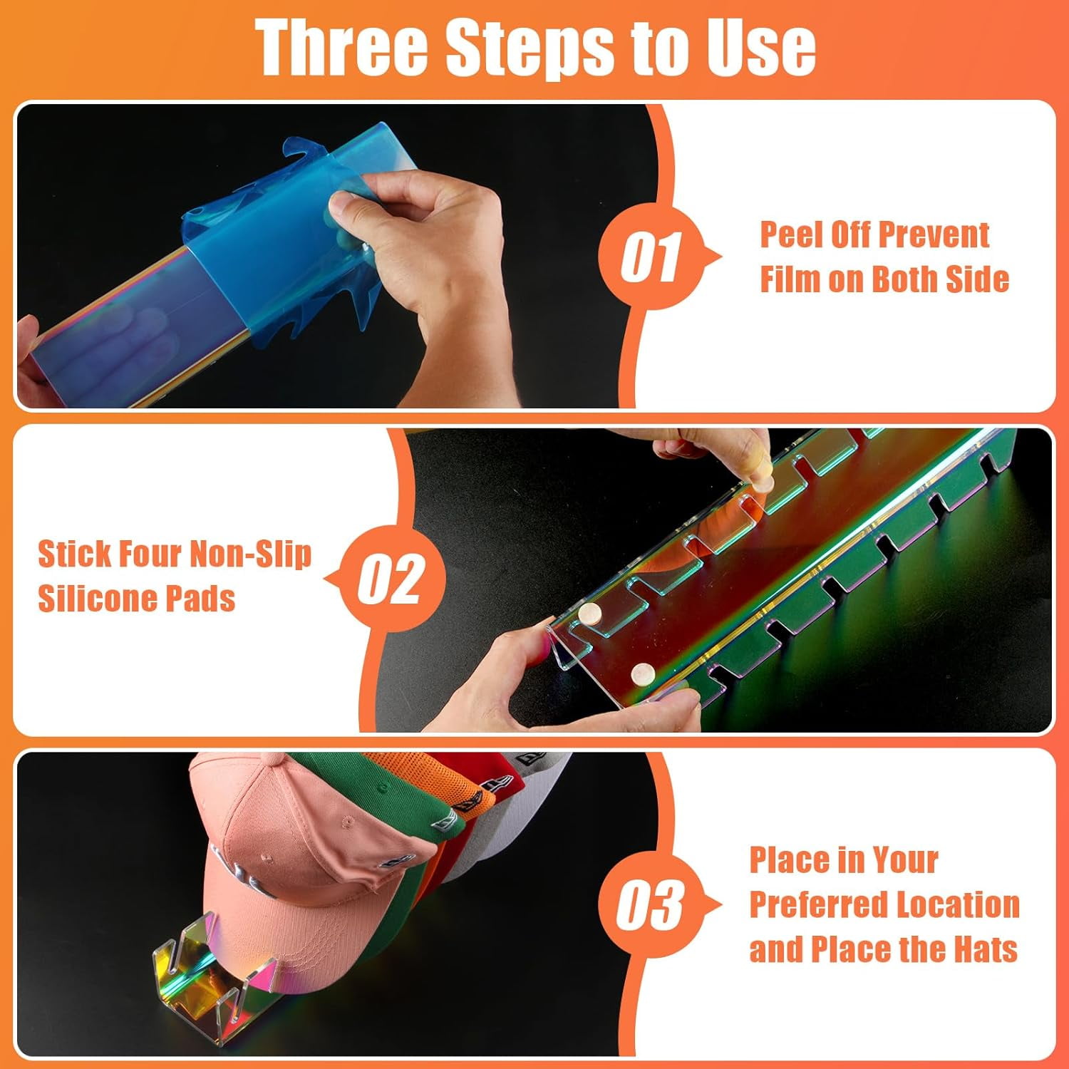 Hat Stand for Baseball Caps, 2 Pack No Install Acrylic Hat Organizer ...