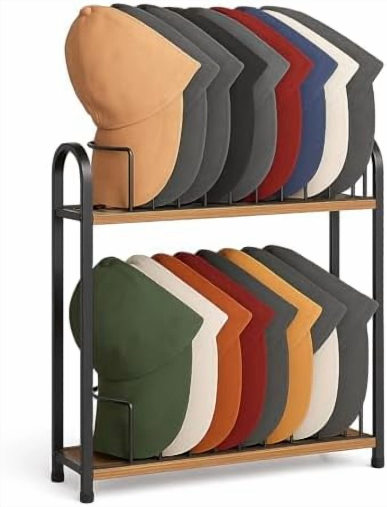 Hat Stand for Baseball Caps - 2 Tier Wood & Metal Removable Tabletop ...
