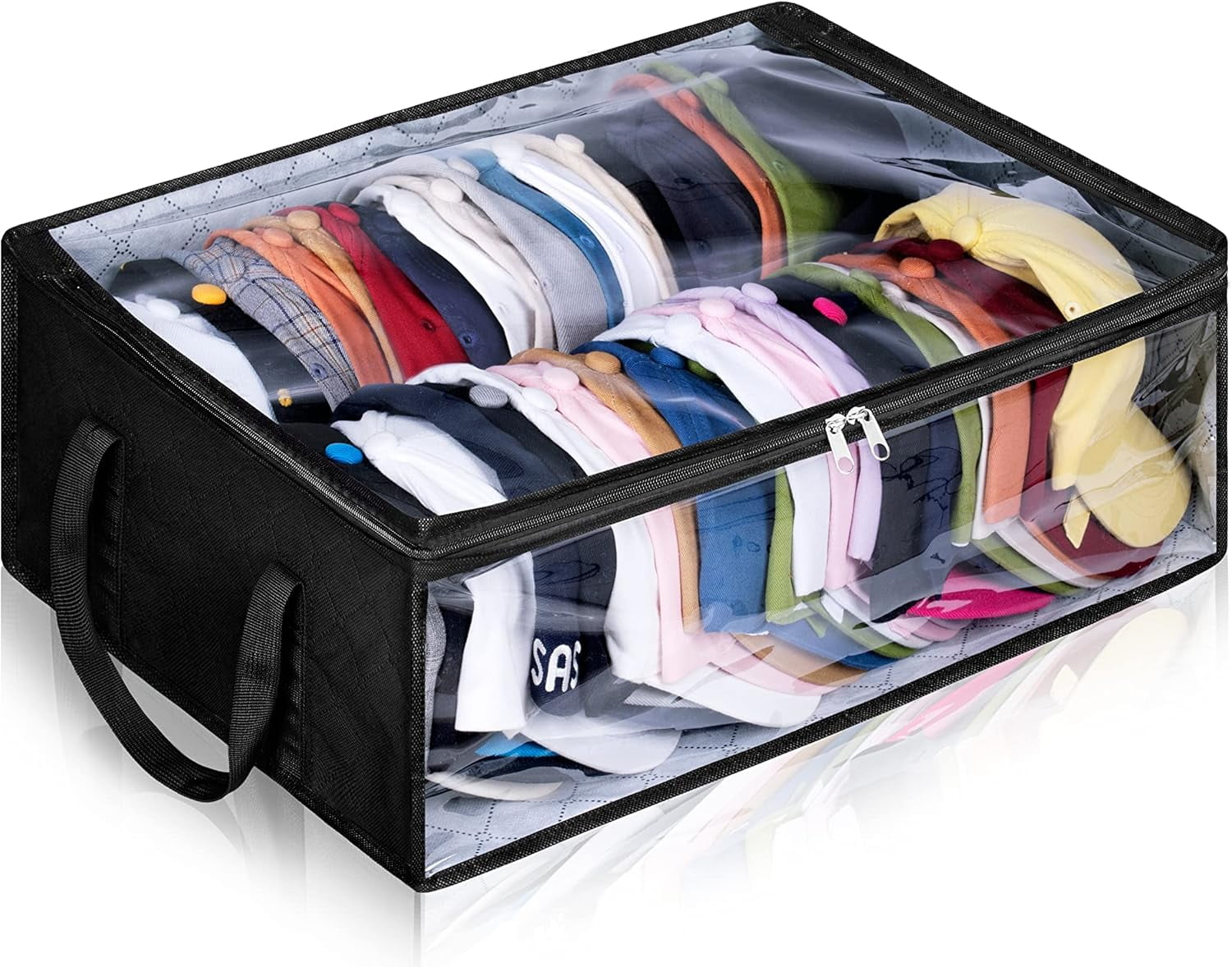 "Hat Storage Bag, Baseball Cap Organizer Holds 40 Hats, Foldable with ...