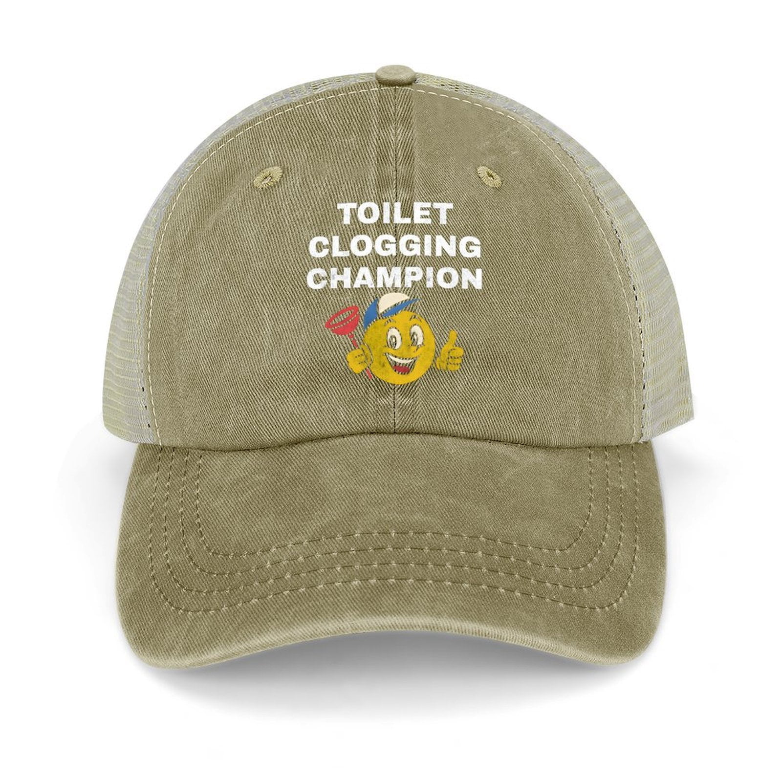 Hat Toilet Clogging Champion Khaki Hat Adjustable Funny Fashion Unisex ...
