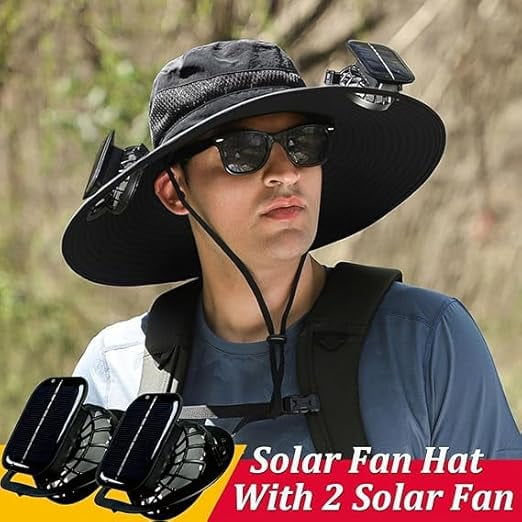 Hat With Fans Solar Power, Outdoor Fan Sombrero, Equipped With 2 Fans ...