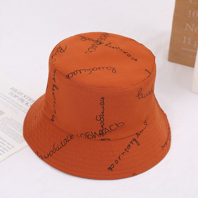 Hat Women English Letters Double Side Cotton Reversible Sun Protection ...