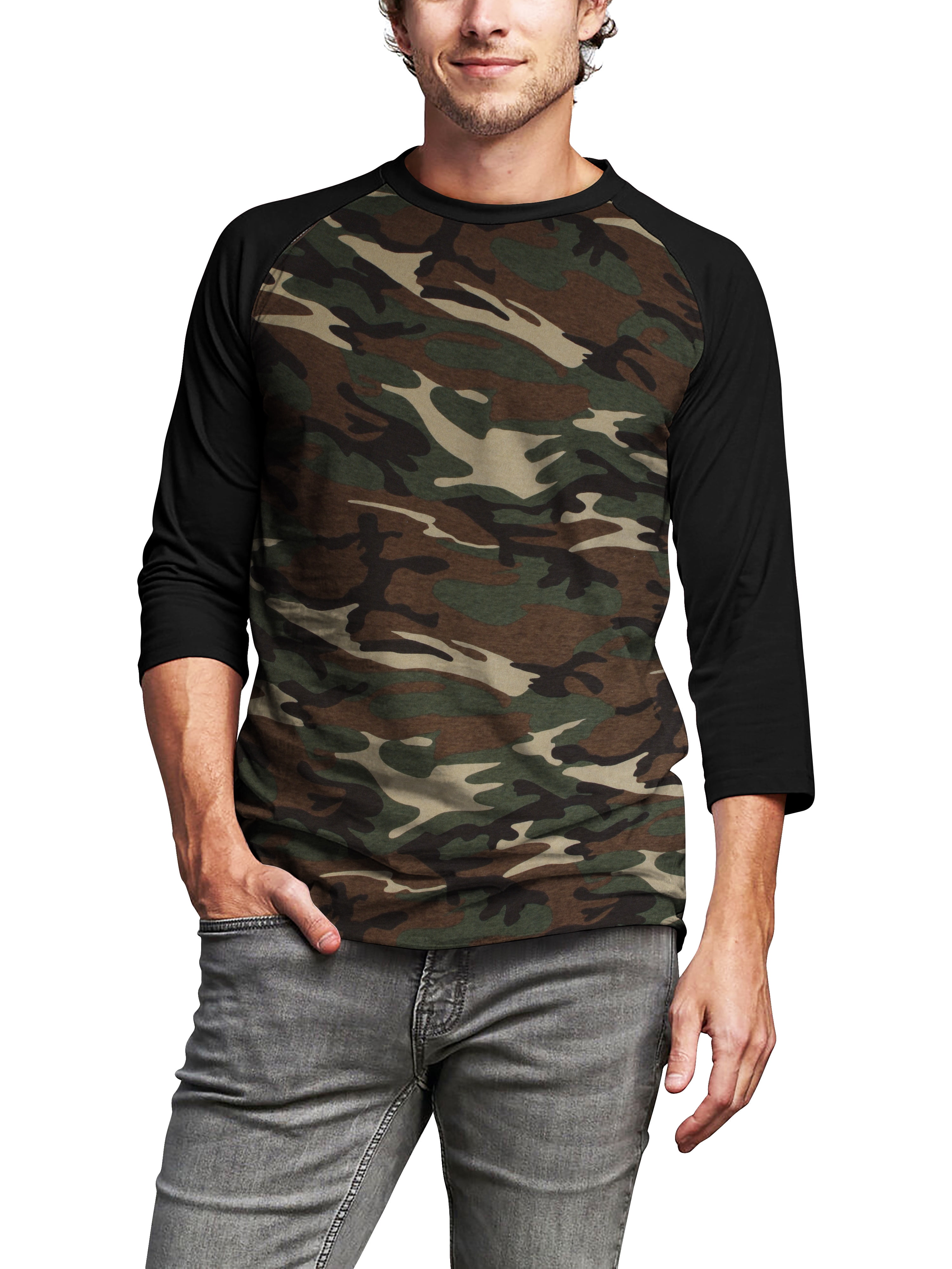 Hat and Beyond Men's 3/4 Sleeves Raglan Cotton Baseball Jersey T-Shirt ...