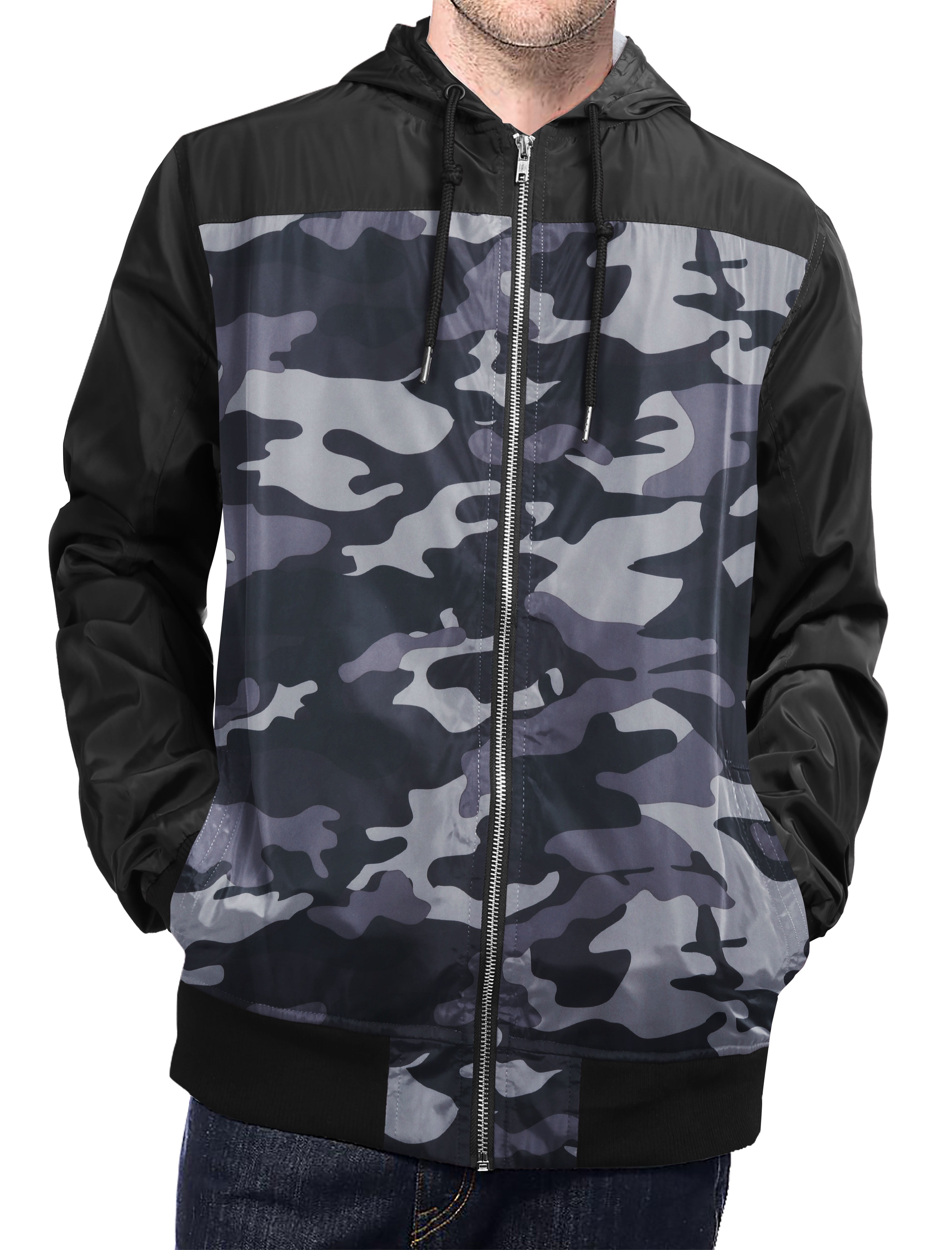 Hat and Beyond Men's Active Two Tone Windbreaker Jacket Slim Fit Water ...