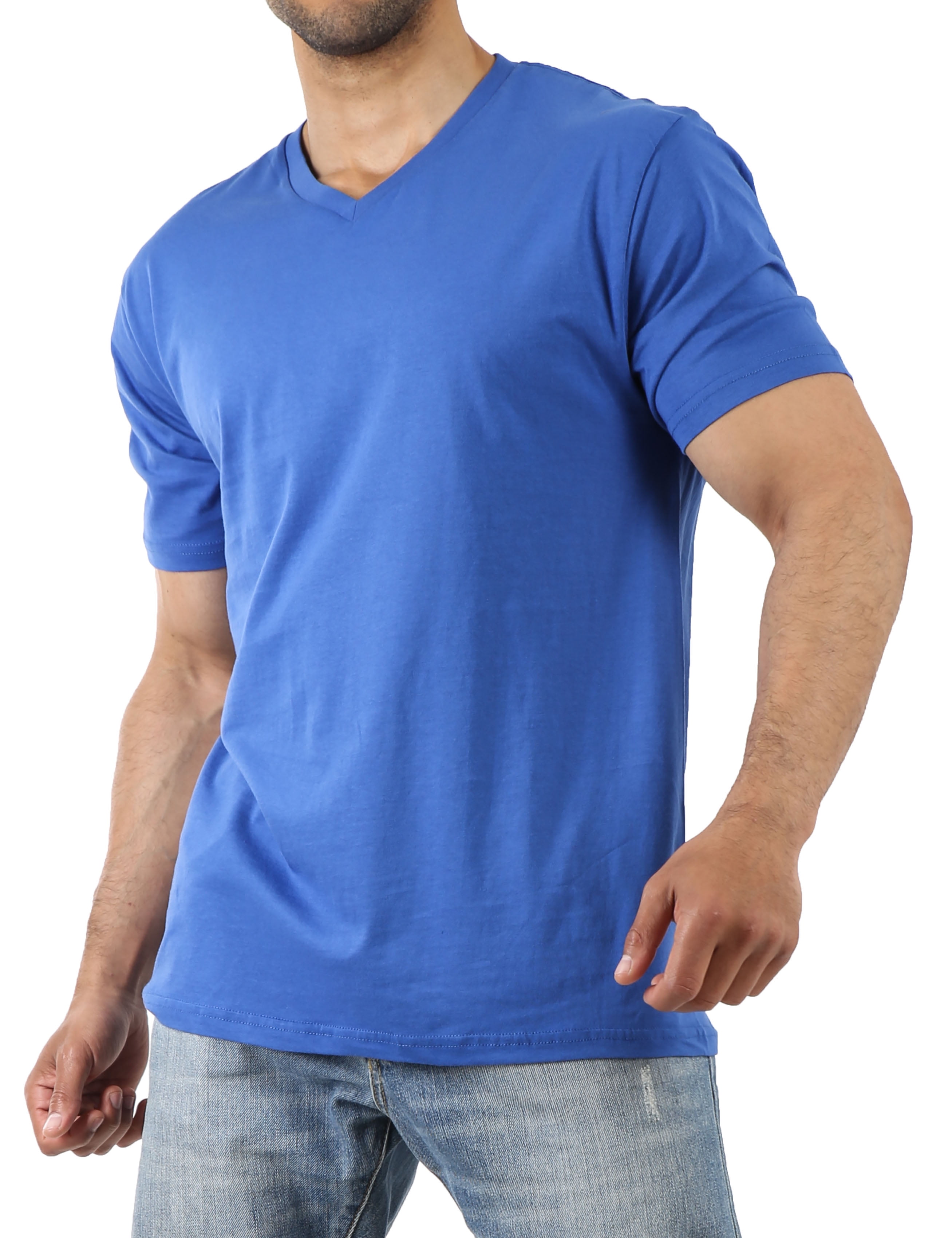 Hat and Beyond Men's Basic Short Sleeve Solid Cotton V Neck Tee Shirts ...