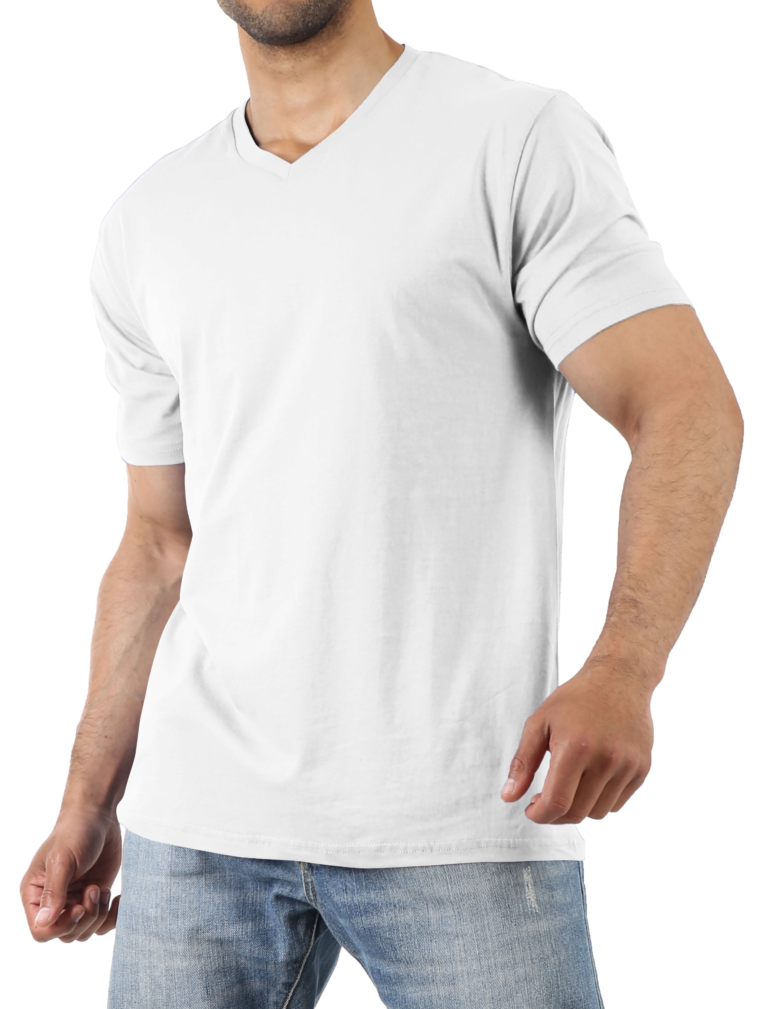 Hat and Beyond Men's Basic Short Sleeve Solid Cotton V Neck Tee Shirts ...