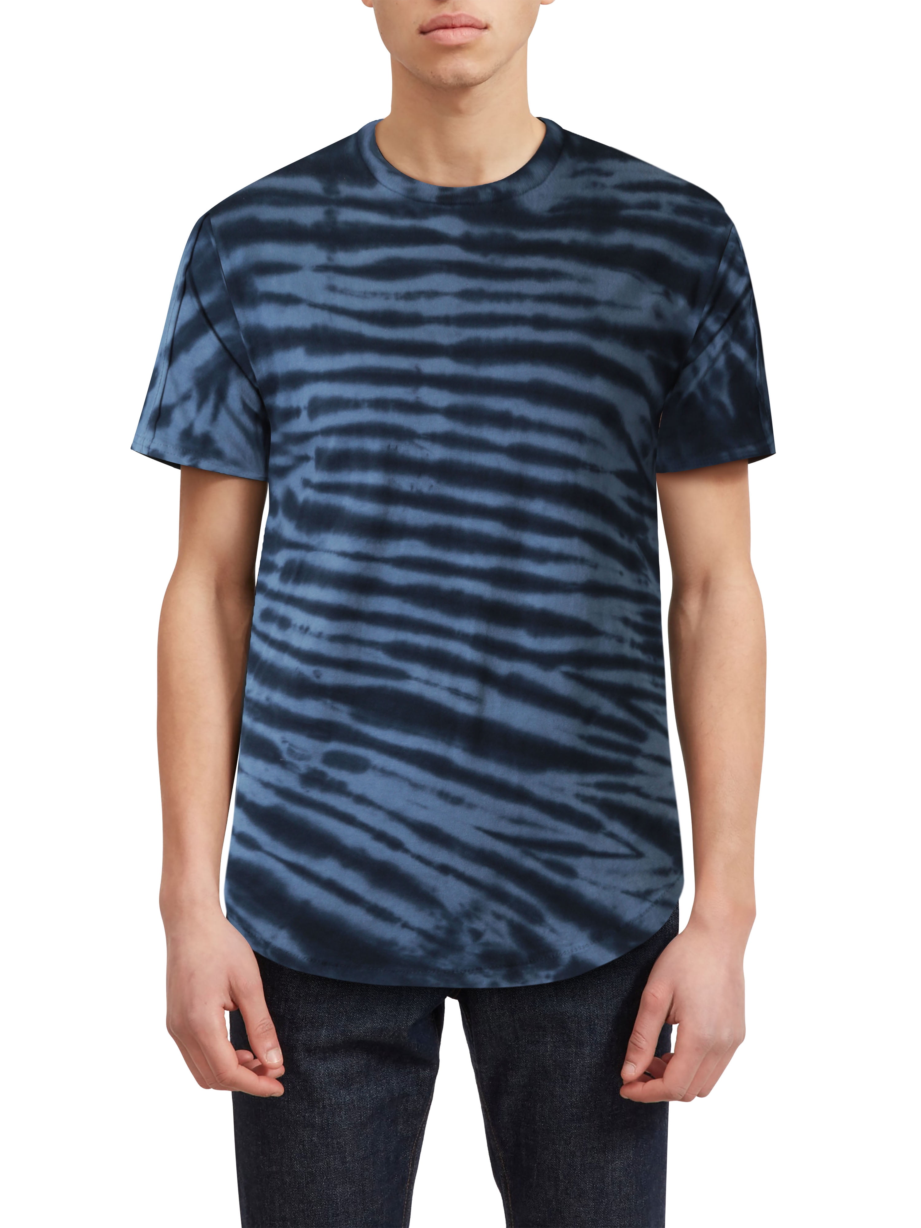Hat and Beyond Men's Casual Hipster Curved Hemline Striped Tie Dyed Tee ...