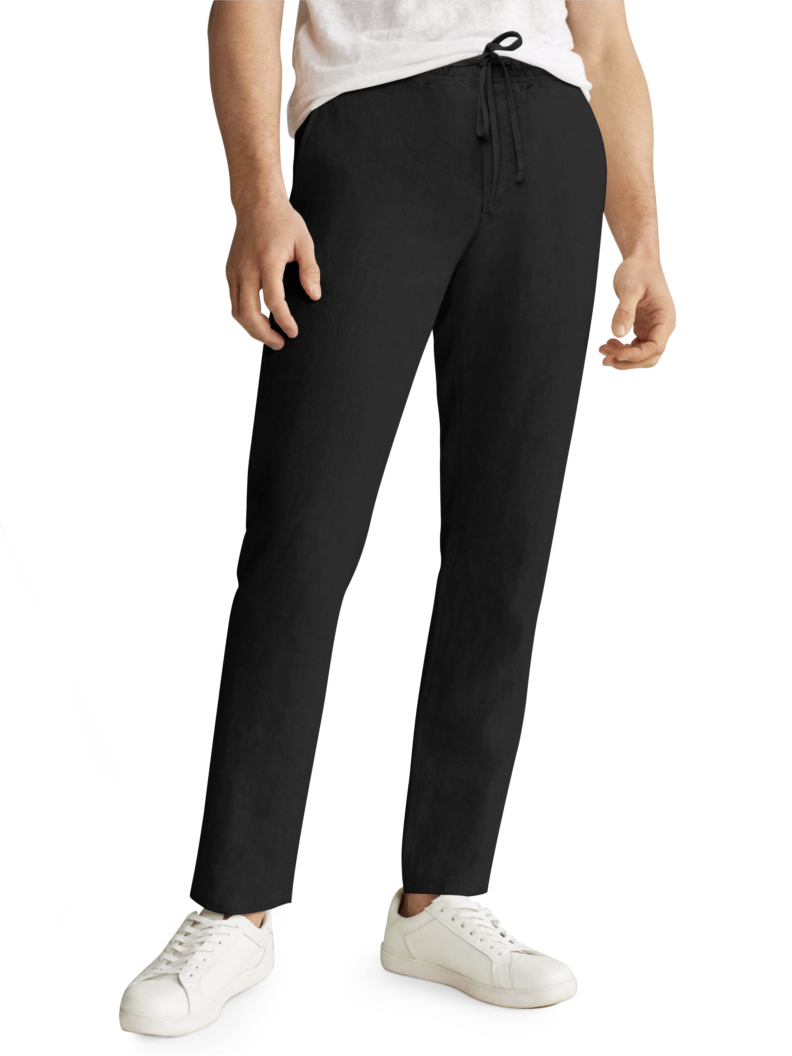 Hat and Beyond Men's Classic Slim-Fit Linen Pants with Waist Band ...