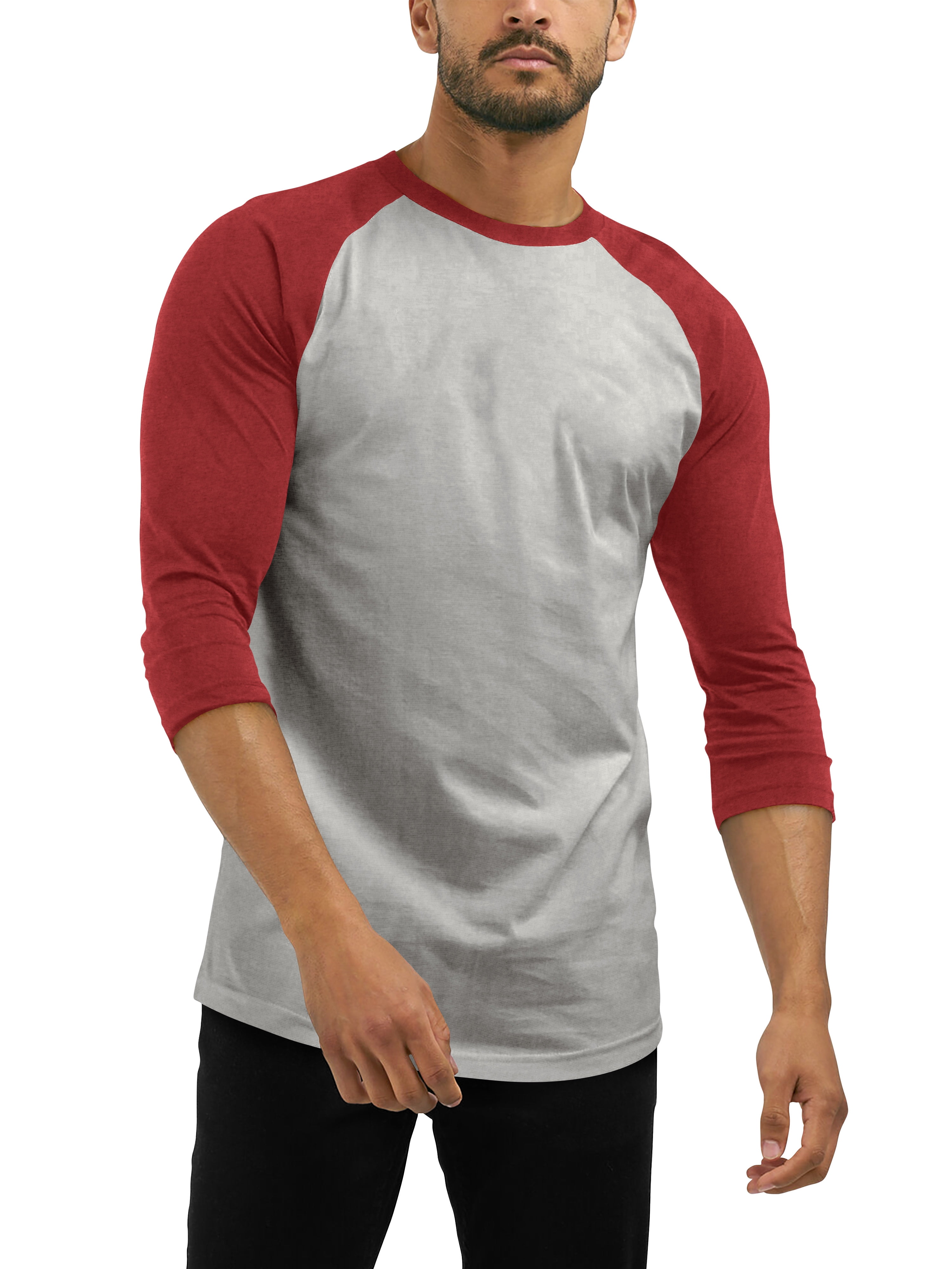 Hat and Beyond Men's Dual Material Baseball Sport 3/4 Sleeve Jersey Tee ...