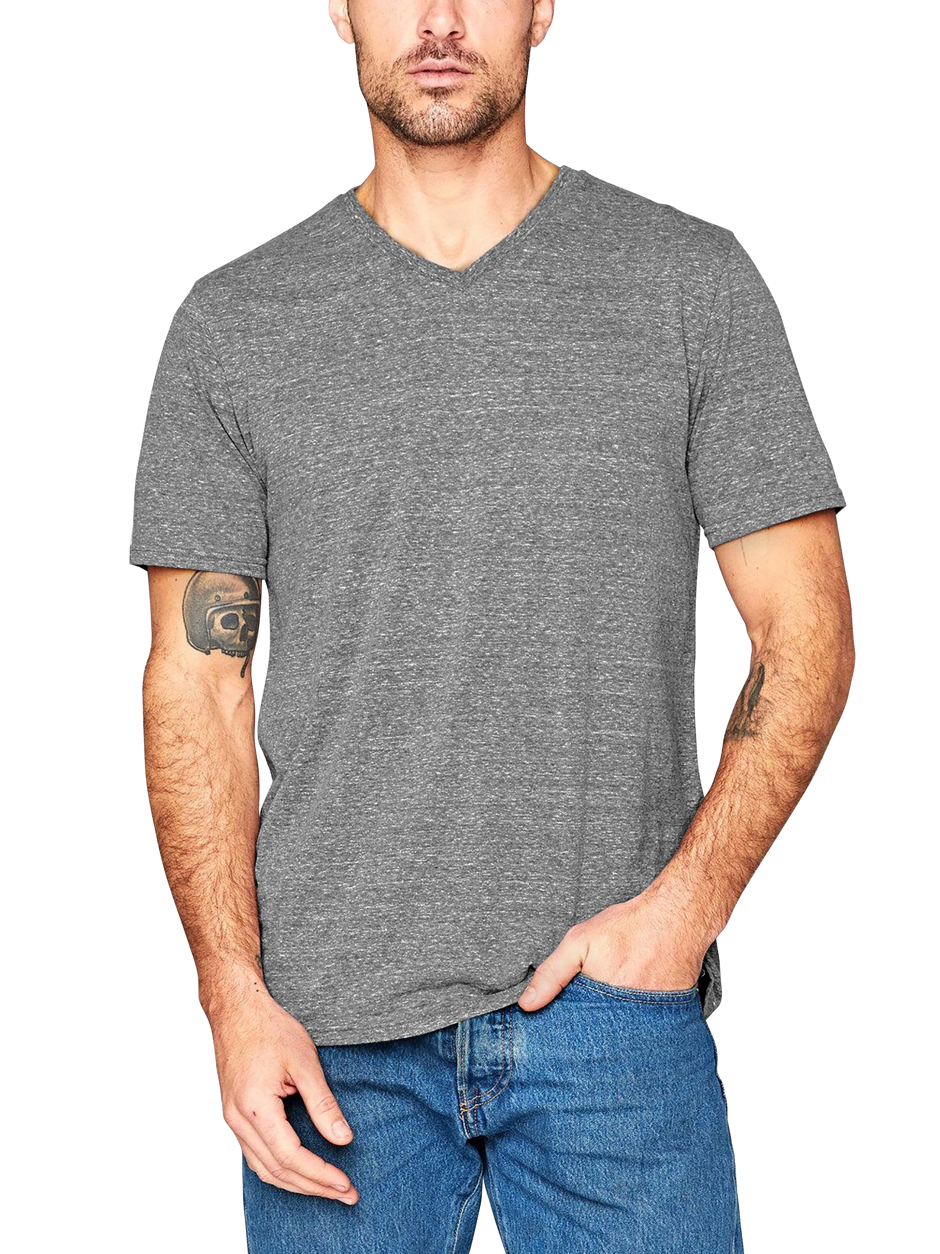 Hat and Beyond Men's Dual Material V Neck Lightweight Short Sleeve Tee ...