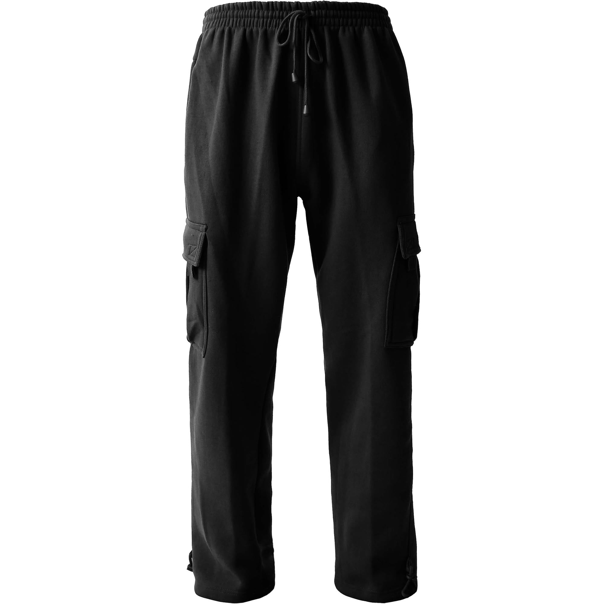 Hat and Beyond Men's Fleece Cargo Sweatpants Heavy Weight with Utility ...