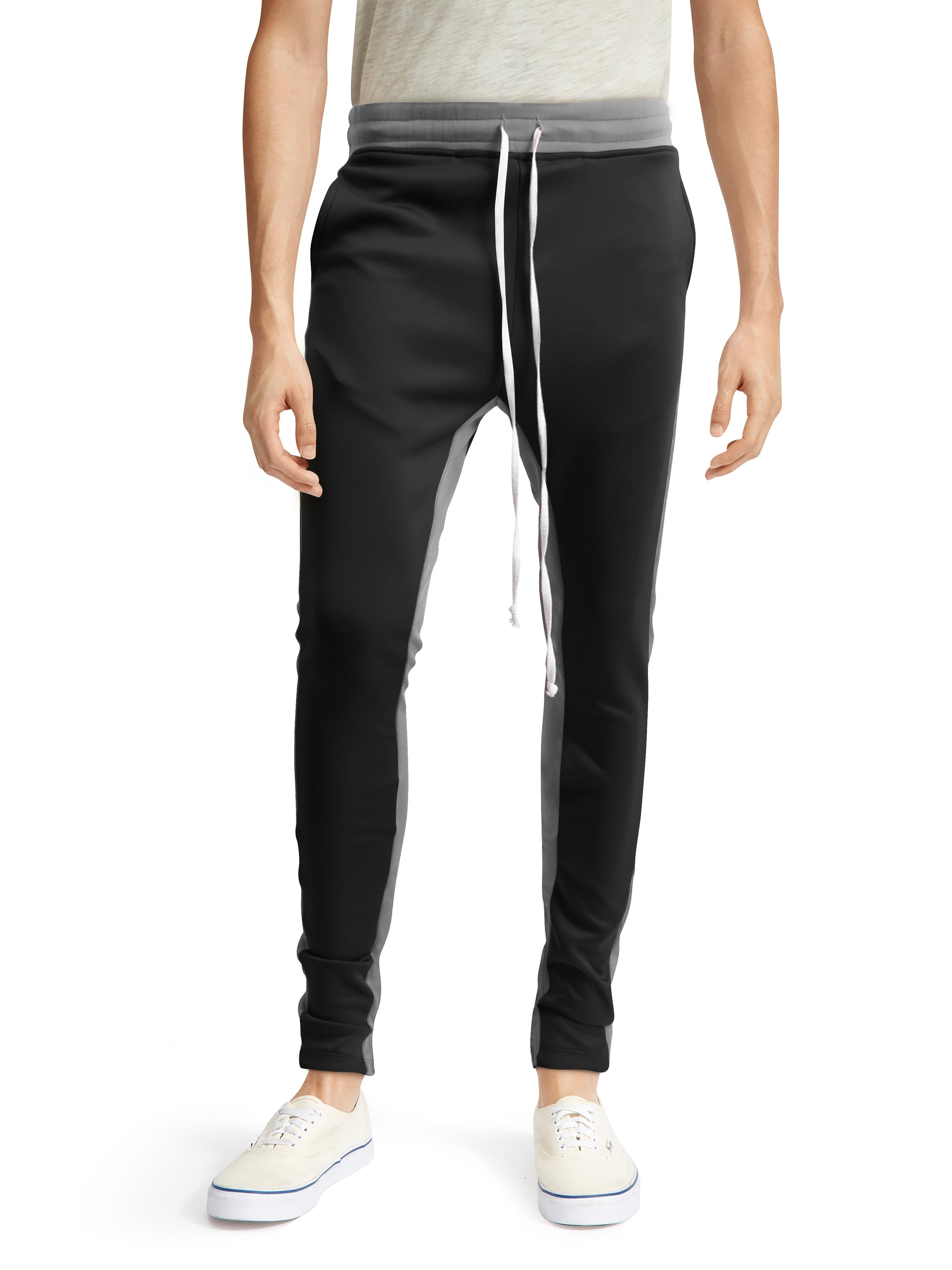 Hat and Beyond Mens Premium Stripe Track Pants Slim Fit Two-Tone Jogger ...