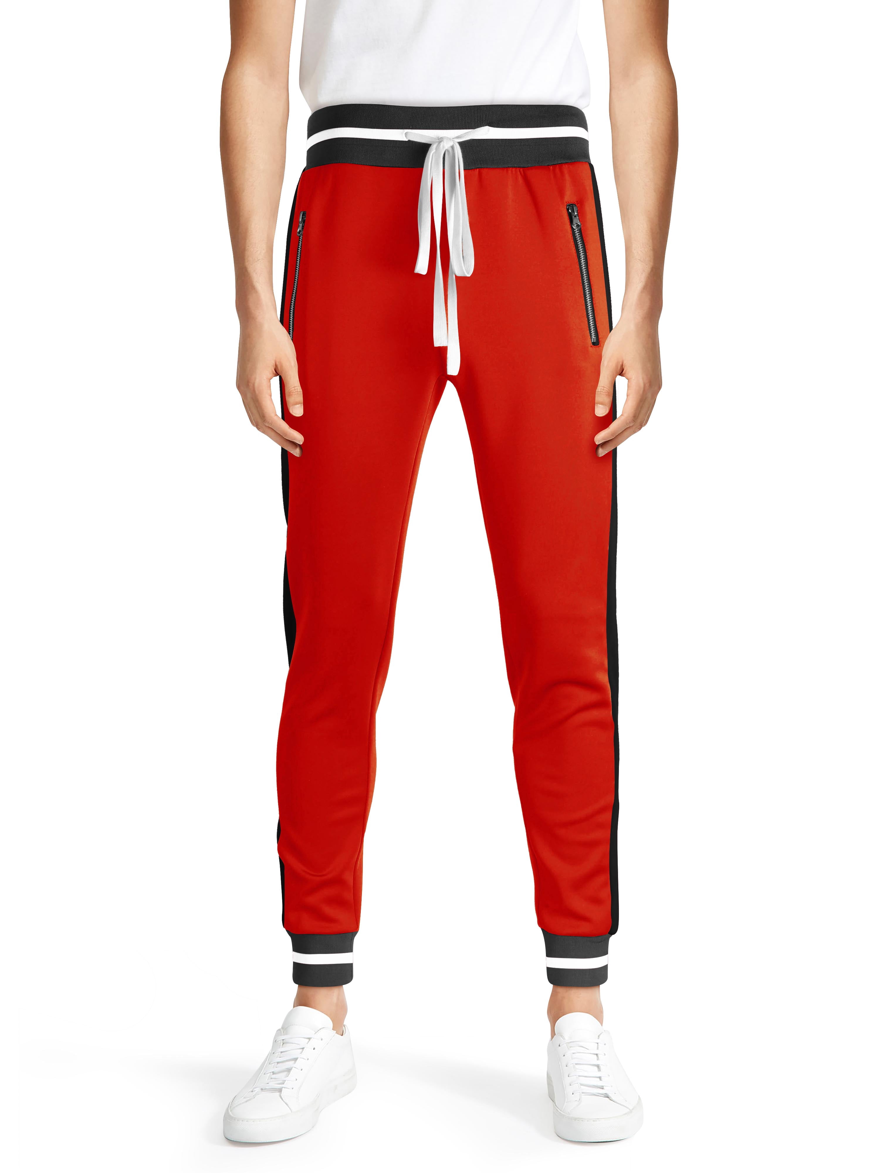 Hat and Beyond Mens Premium Two Tone Side Stripe Track Pants Slim Fit ...