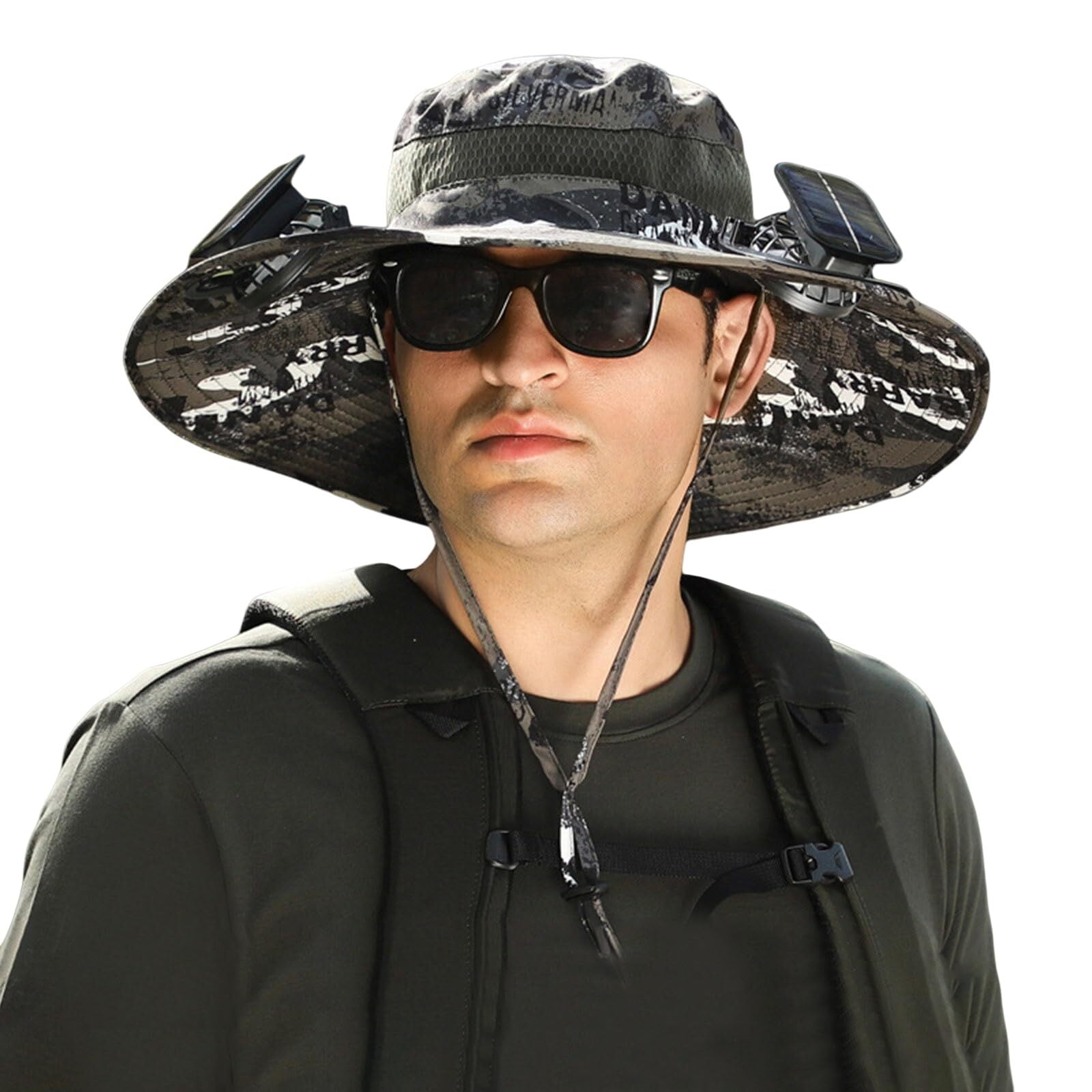 Hat with 2 Solar Power Fans for Men Women UPF 50+ Outdoor Wide Brim Sun Fishing Hat - Removable ...
