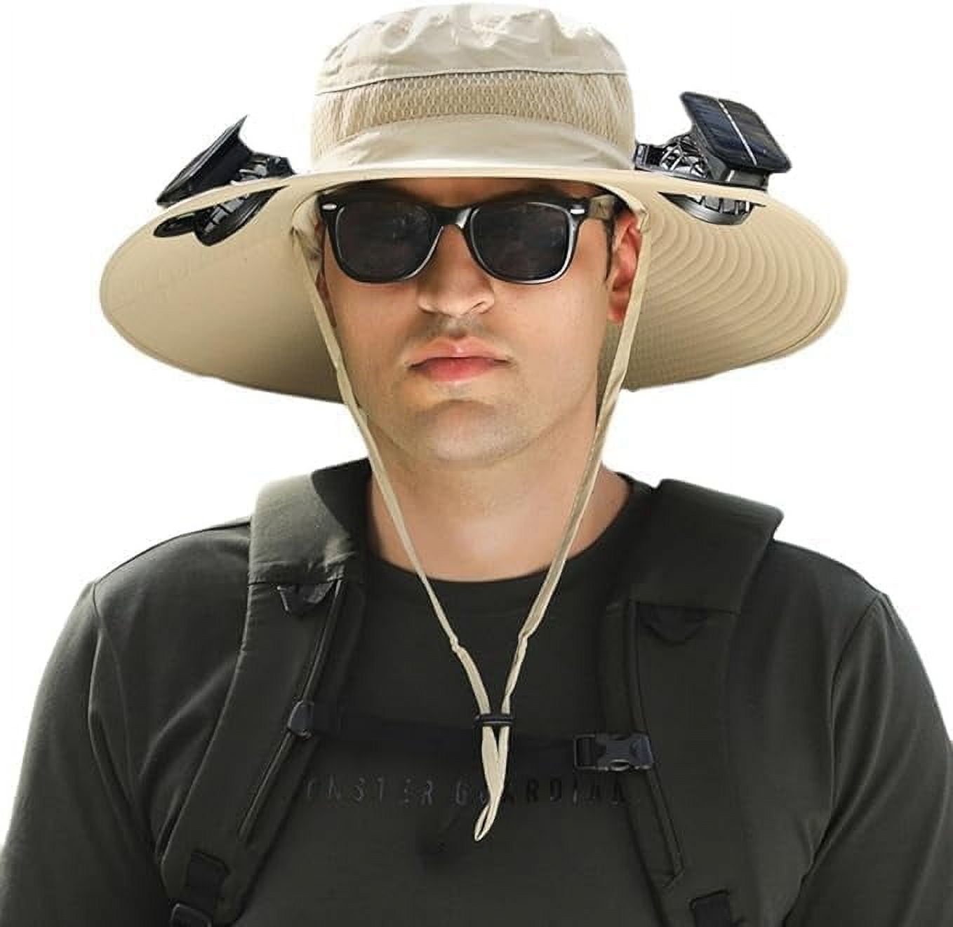 Hat with Fans Solar Power, Outdoor Wide Brim Sun Hat with 2 Solar Fan ...