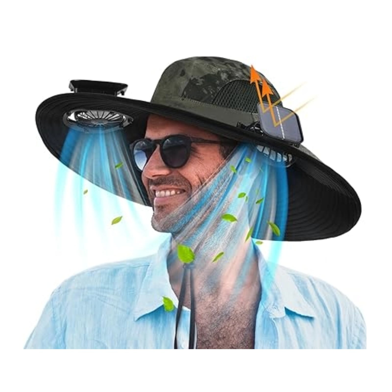 Hat with Fans Solar Power, Solar Fan Hat for Men Women, 2 Solar Fan Sun ...