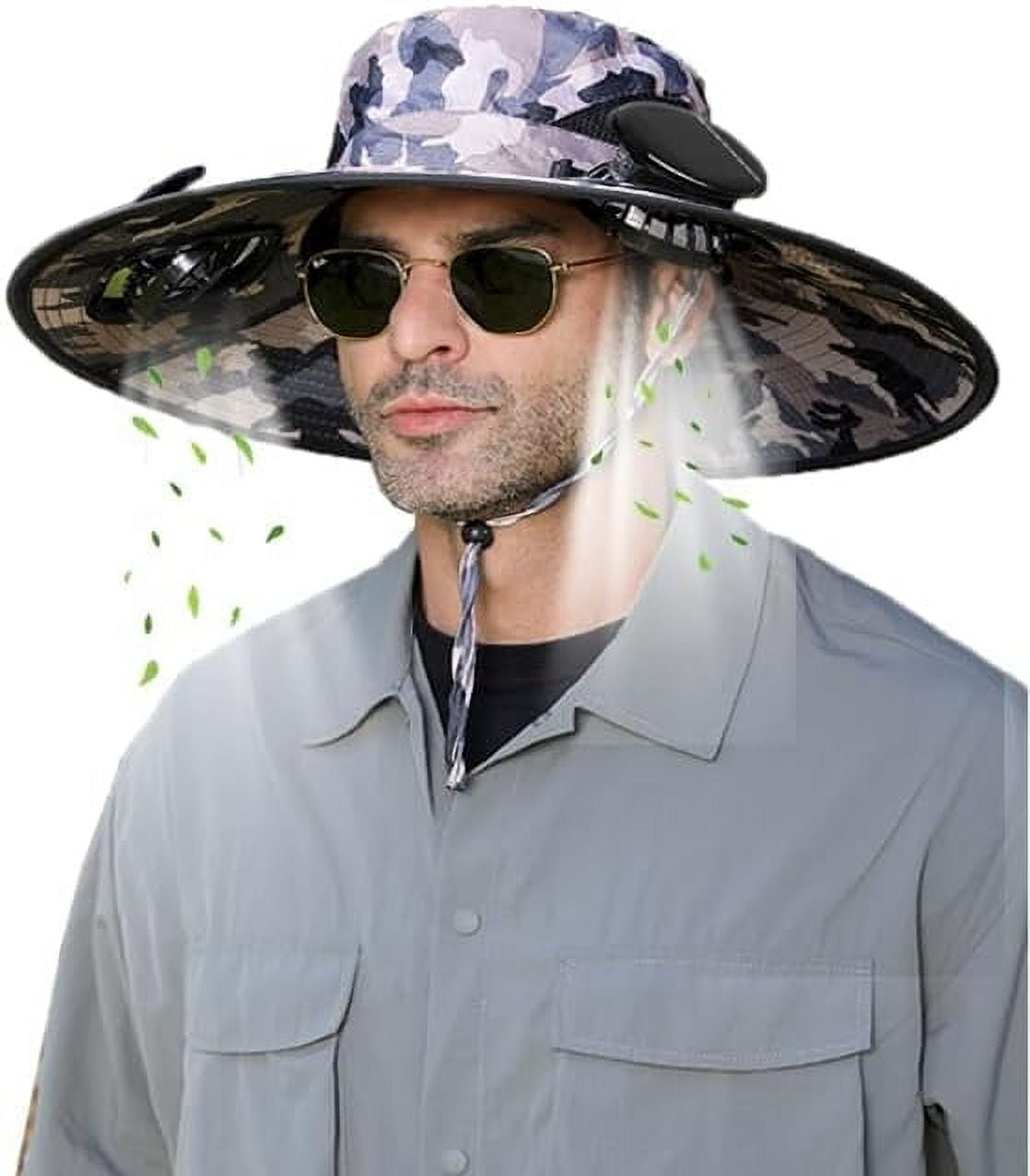 Hat with Fans Solar Power, Solar Fan Hat for Men Women, 2 Solar Fan Sun ...