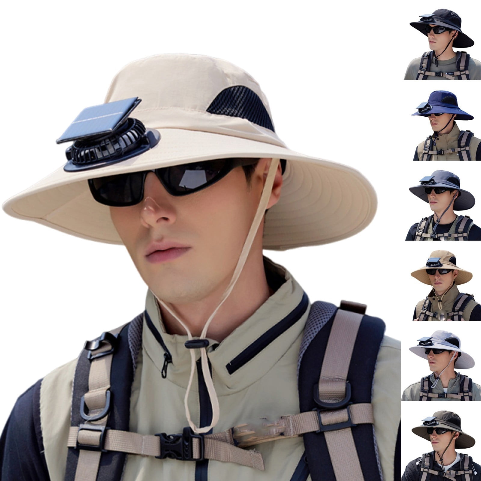 Hat with Fans Solar Power, Wide-Brim Sun Hat with 1 Solar Fan for Men ...