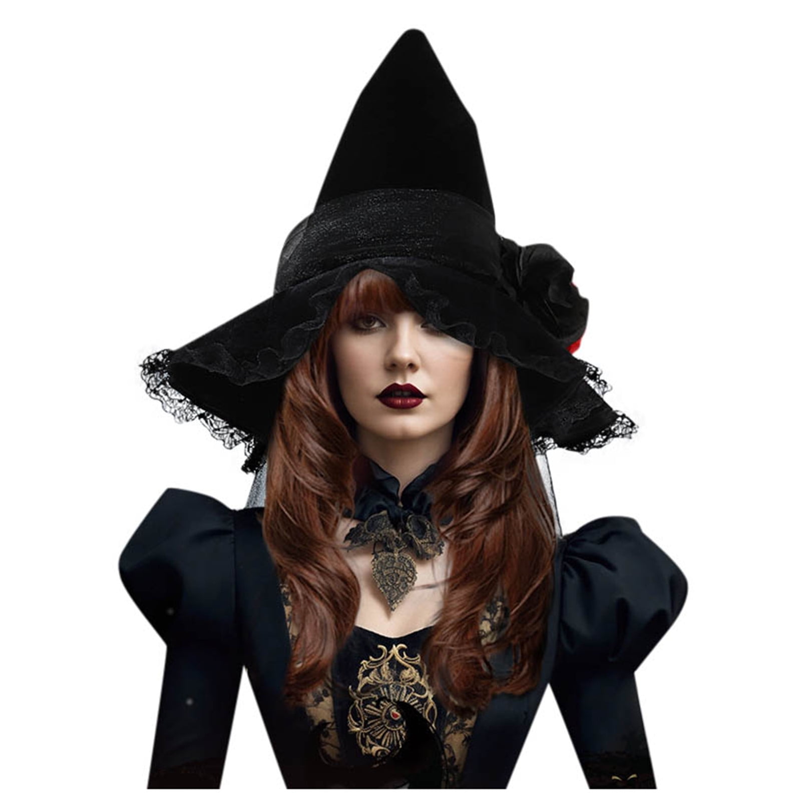 Hat women witch accessory â Gothic witch ponytail hat, Halloween gothic ...