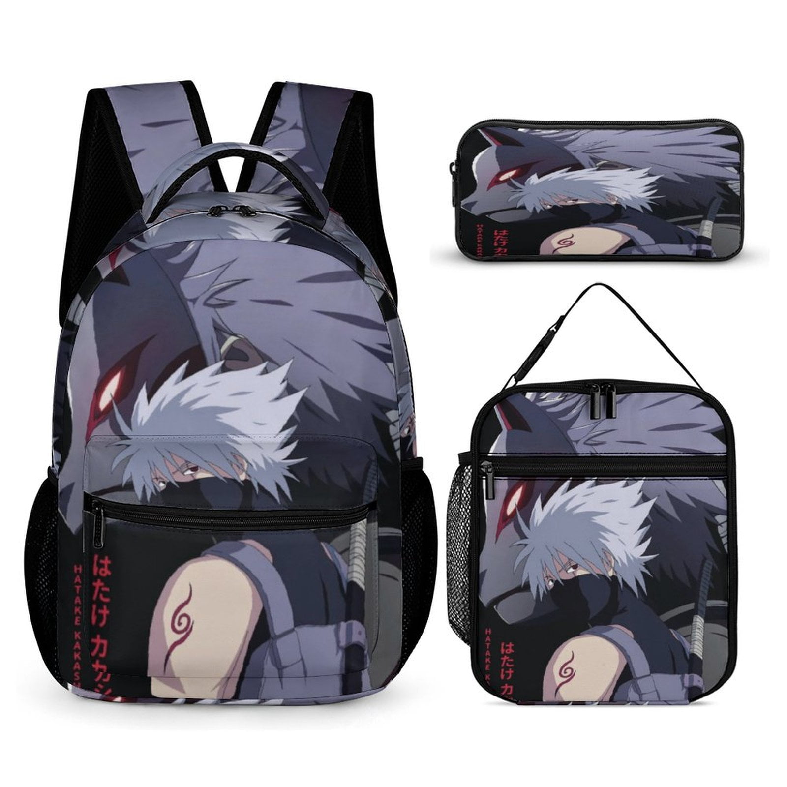 Hatake Kakashi (3) 3 Piece Backpack Set Anime Casual Daypack with Lunch ...