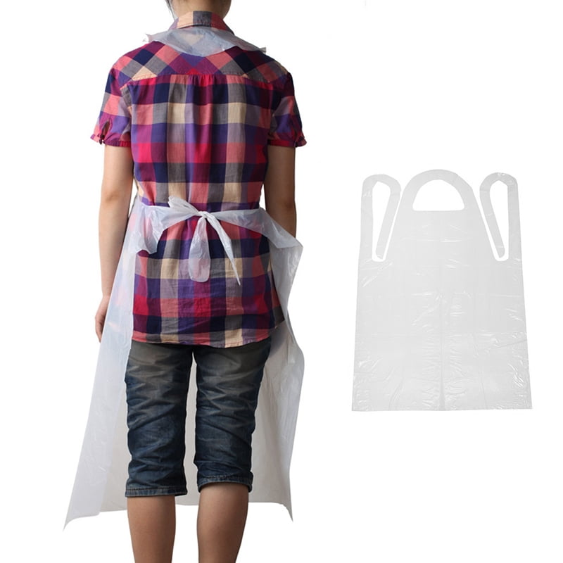 Hatatit 100PCS 24" X 35" Clear Poly Disposable Aprons, Aprons for ...