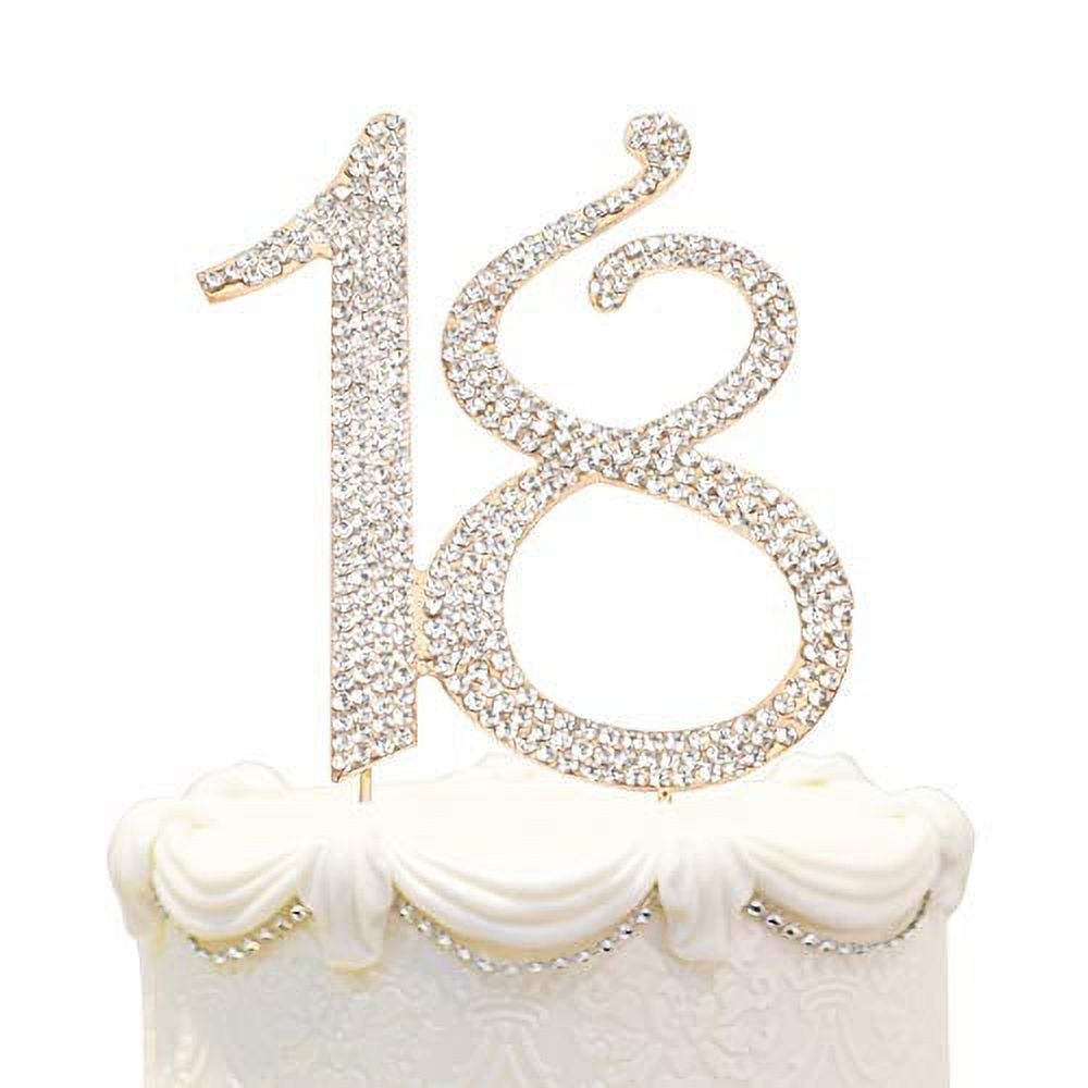 (18-Gold) - Hatcher lee Bling Crystal Happy 18 Birthday Cake Topper ...