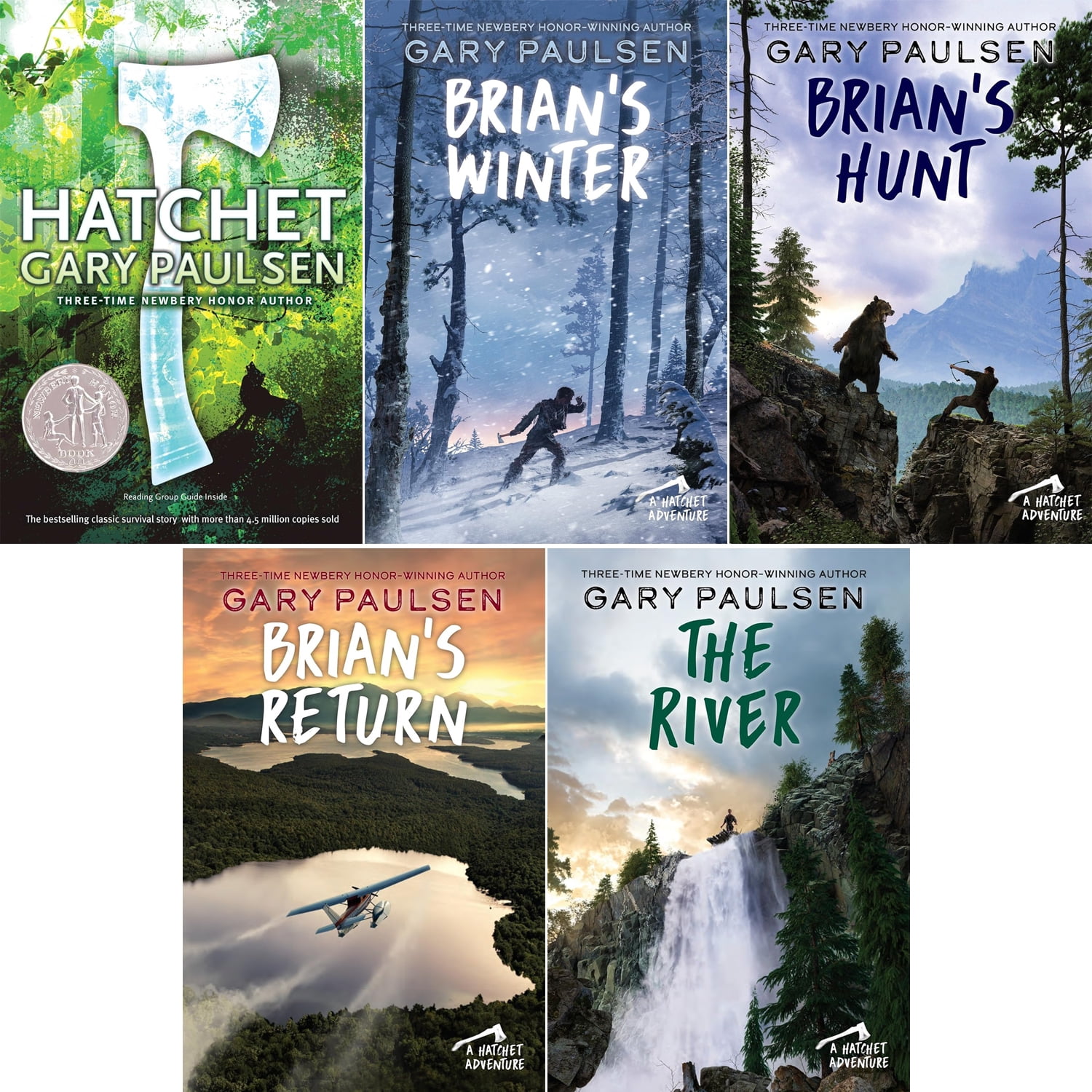 Hatchet Complete 5 Books Set by Gary Paulsen (Hatchet, The River, Brian ...