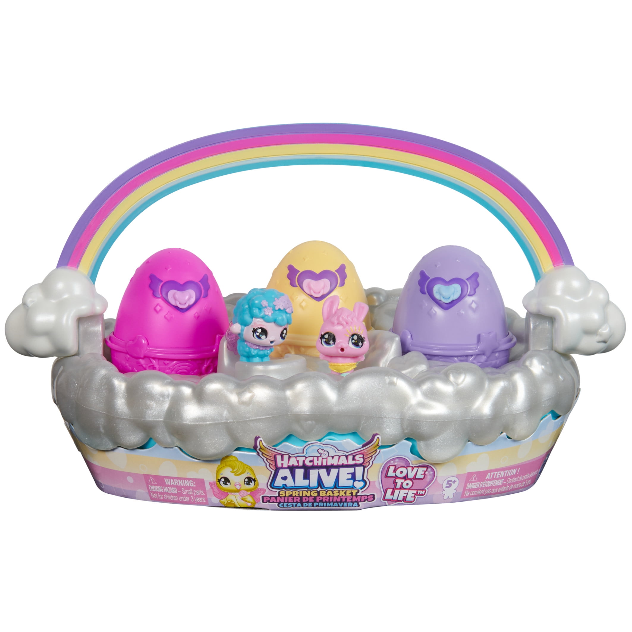 Hatchimals Alive 5” Wide Spring Basket with 6 Pet Figures, 3 Self ...