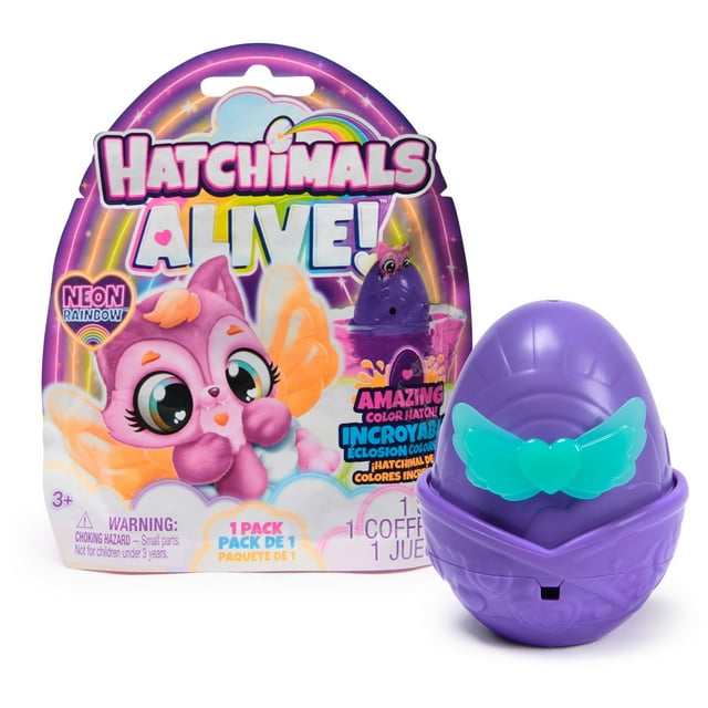 Hatchimals Alive, Neon Rainbow 1-Pack Surprise Figure in Egg, for Ages ...
